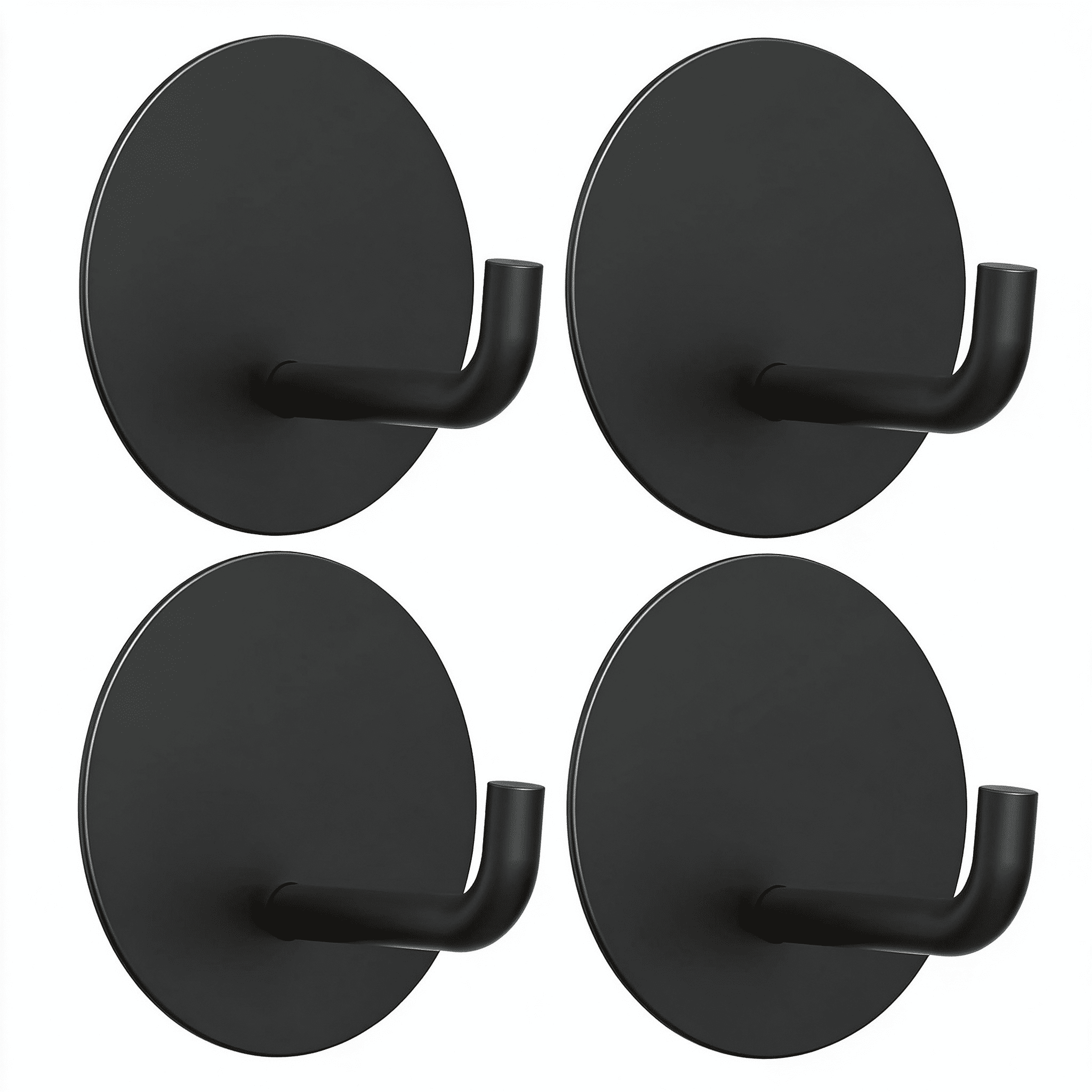 ACDANC Vis’V Adhesive Hooks,Shower Wall Stick on Hooks,Round,Black,4 ...