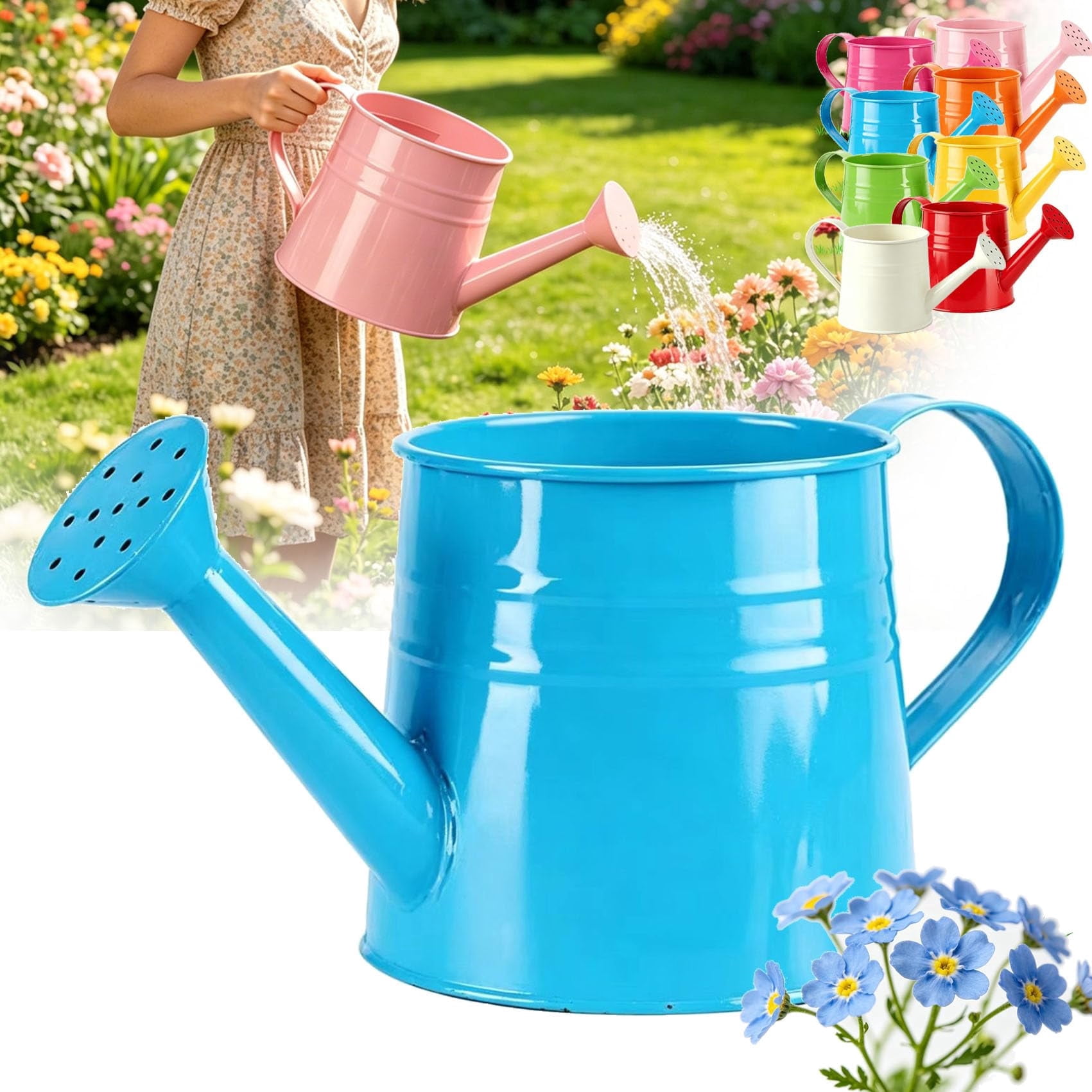 ACDANC White Watering Can Metal 1L Vintage Garden Watering Can,Durable ...