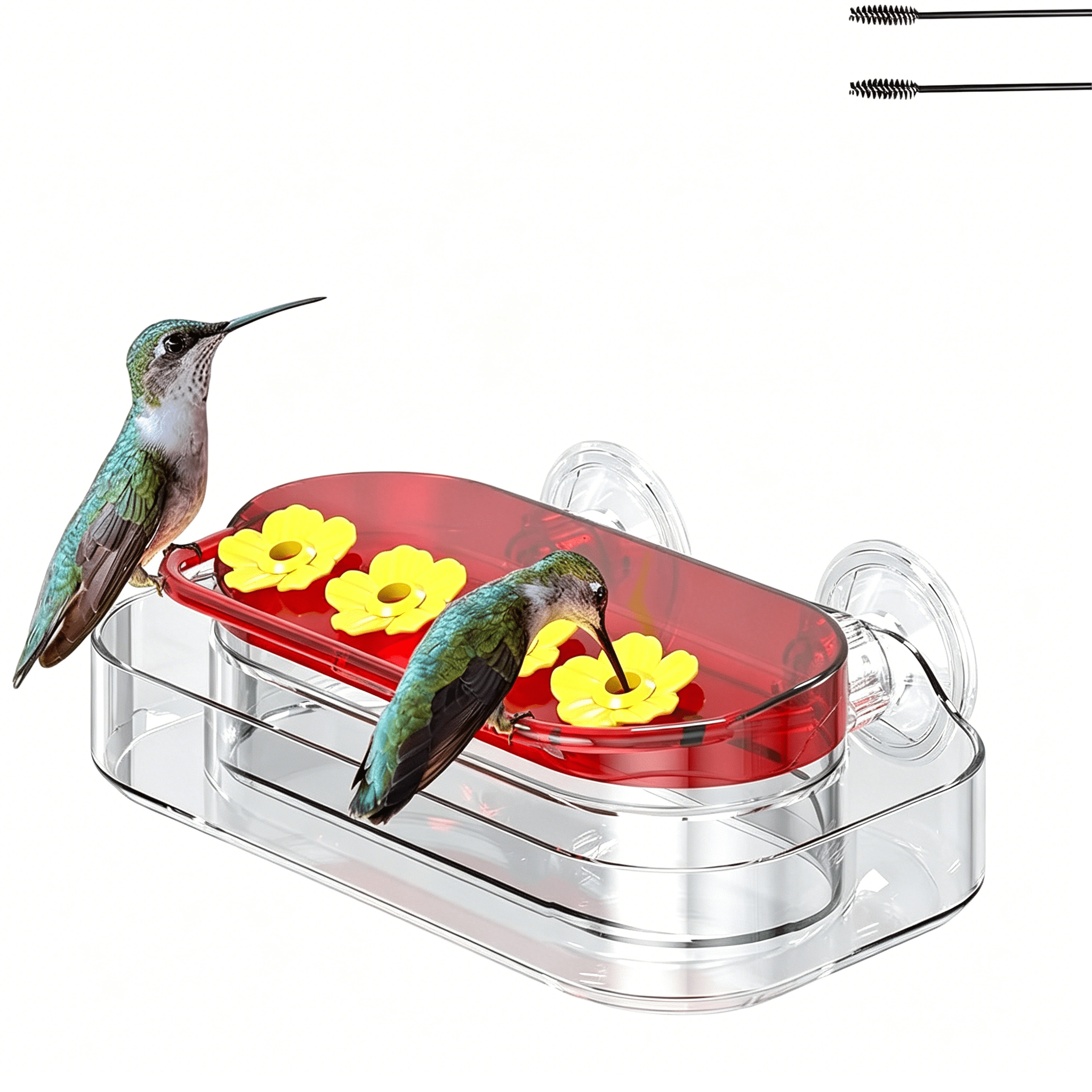 ACDANC Window Hummingbird Feeder for Outdoors,4 Bee-Proof Feeding Ports ...
