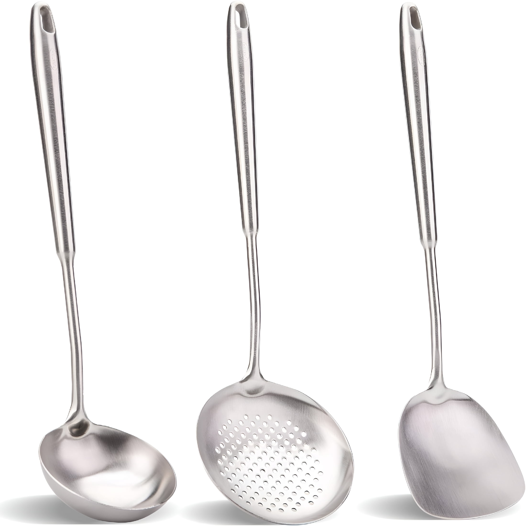 ACDANC Wok Spatula and Ladle,Skimmer Ladle Tool Set,Chinese Wok Utensil ...