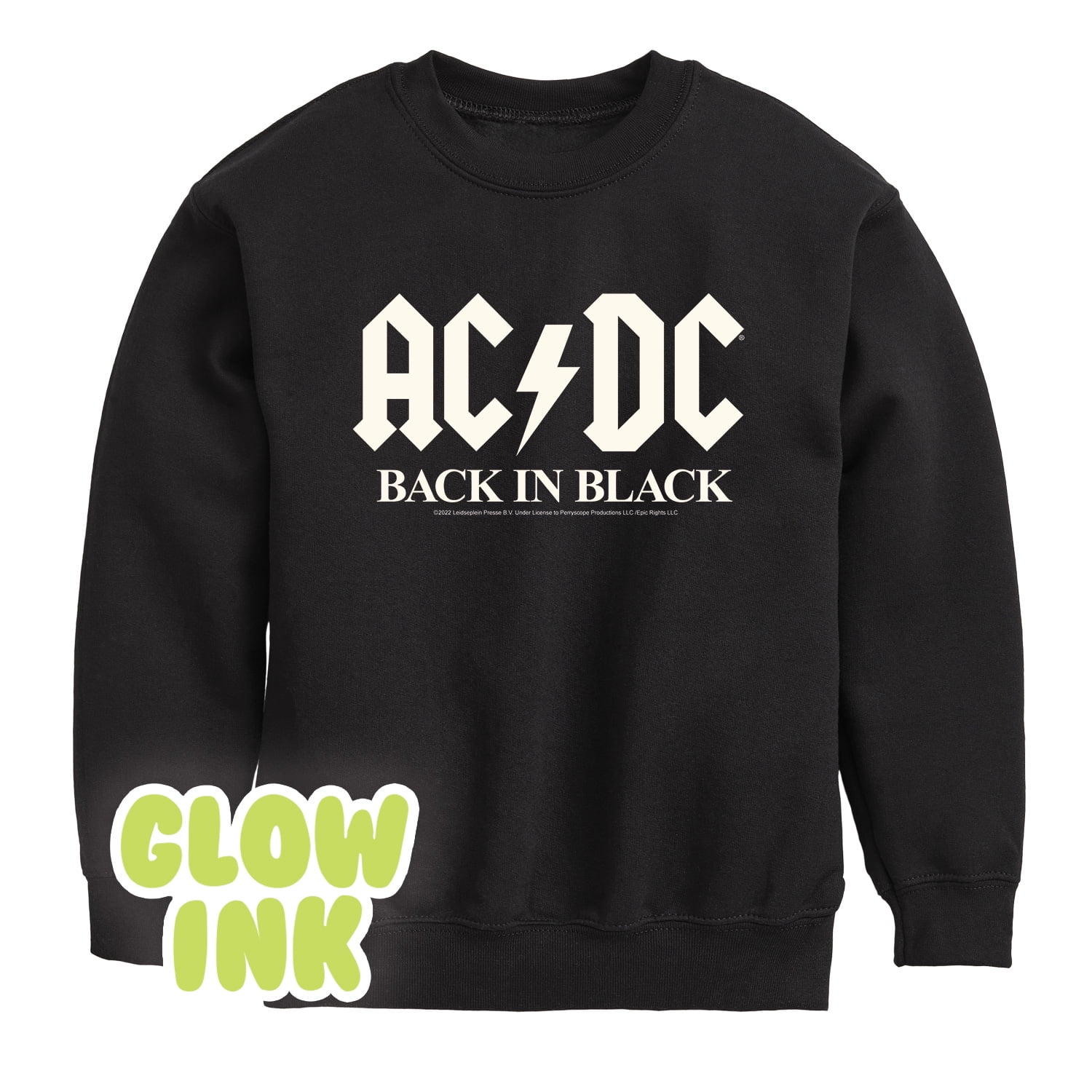 ACDC - Glow In The Dark - Back In Black - Toddler & Youth Crewneck ...