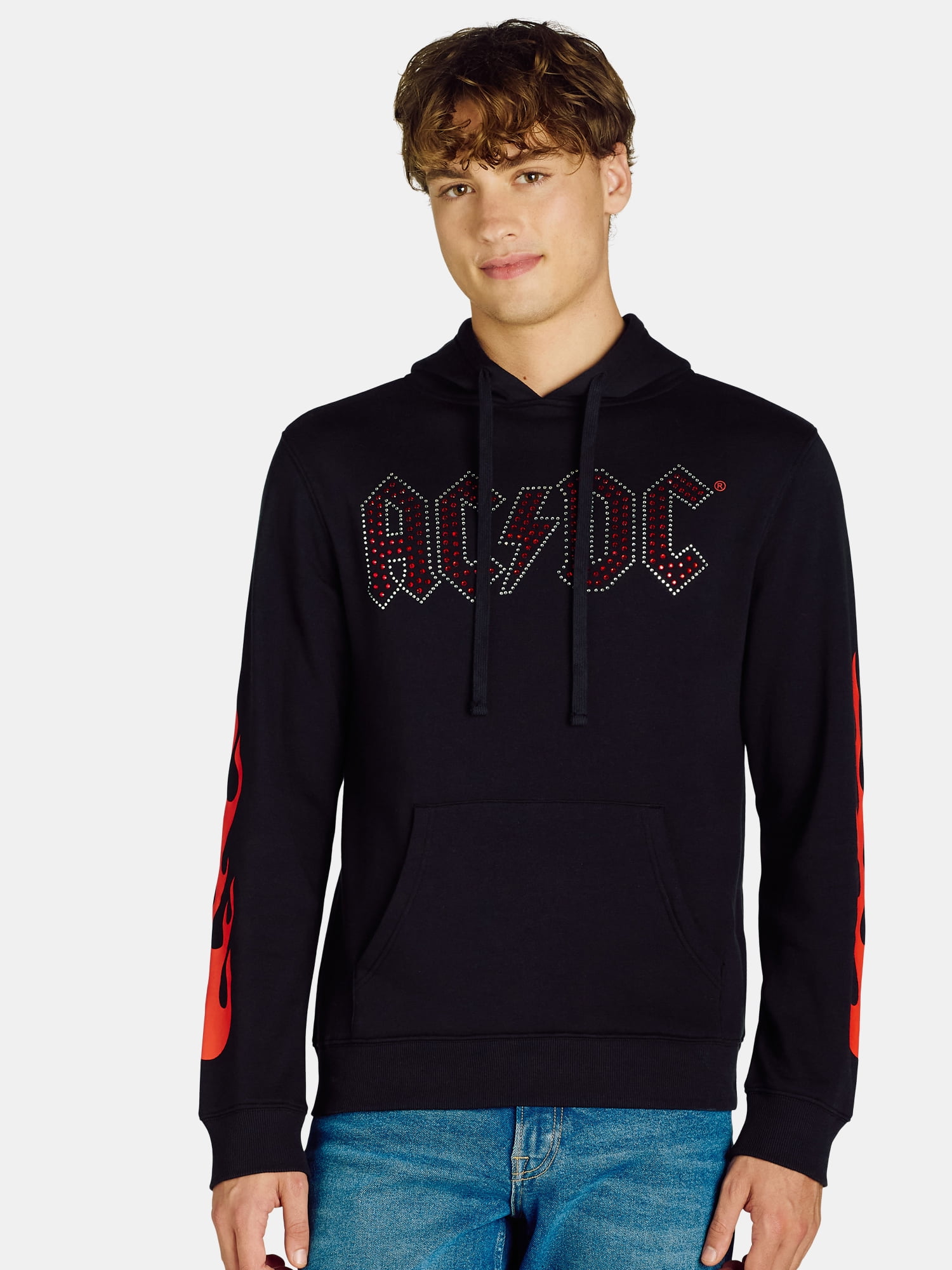 AC/DC Men's & Big Men's Graphic Rhinestone Hoodie Sweatshirt, Sizes S ...