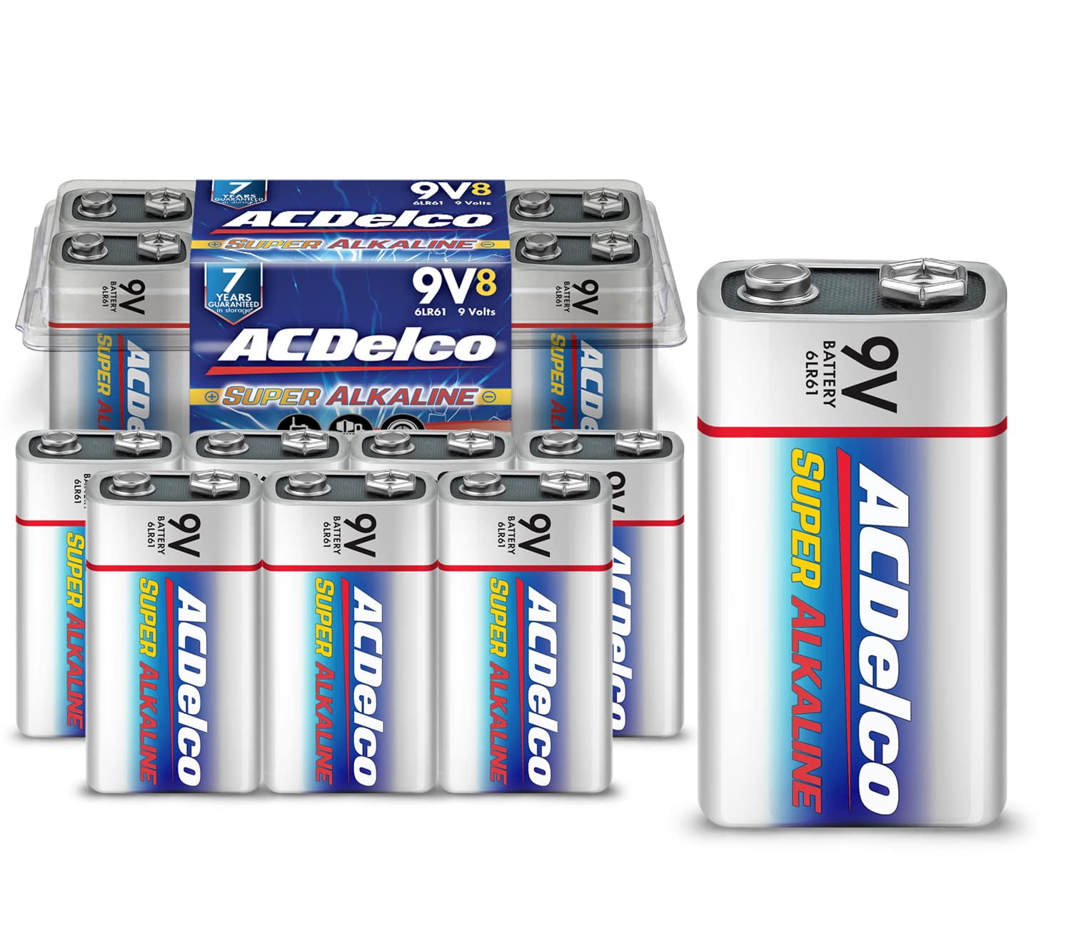 ACDelco 8-Count 9 Volt Batteries, Maximum Power Super Alkaline Battery ...