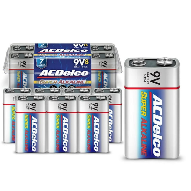 ACDelco 8-Count 9 Volt Batteries, Maximum Power Super Alkaline Battery ...