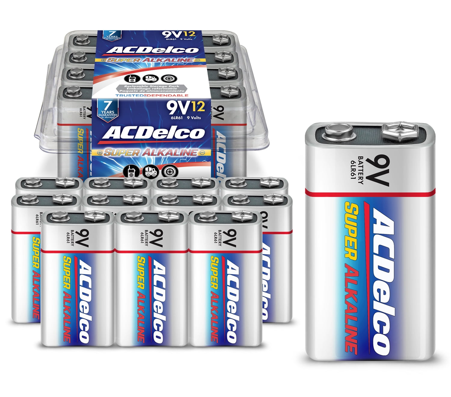 ACDelco 9V Batteries, Super Alkaline 9-Volt Battery, 12-Count - Walmart.com