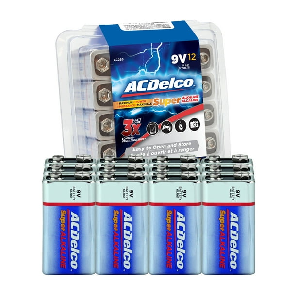 ACDelco 9V Batteries, Super Alkaline 9-Volt Battery, 12-Count - Walmart.com