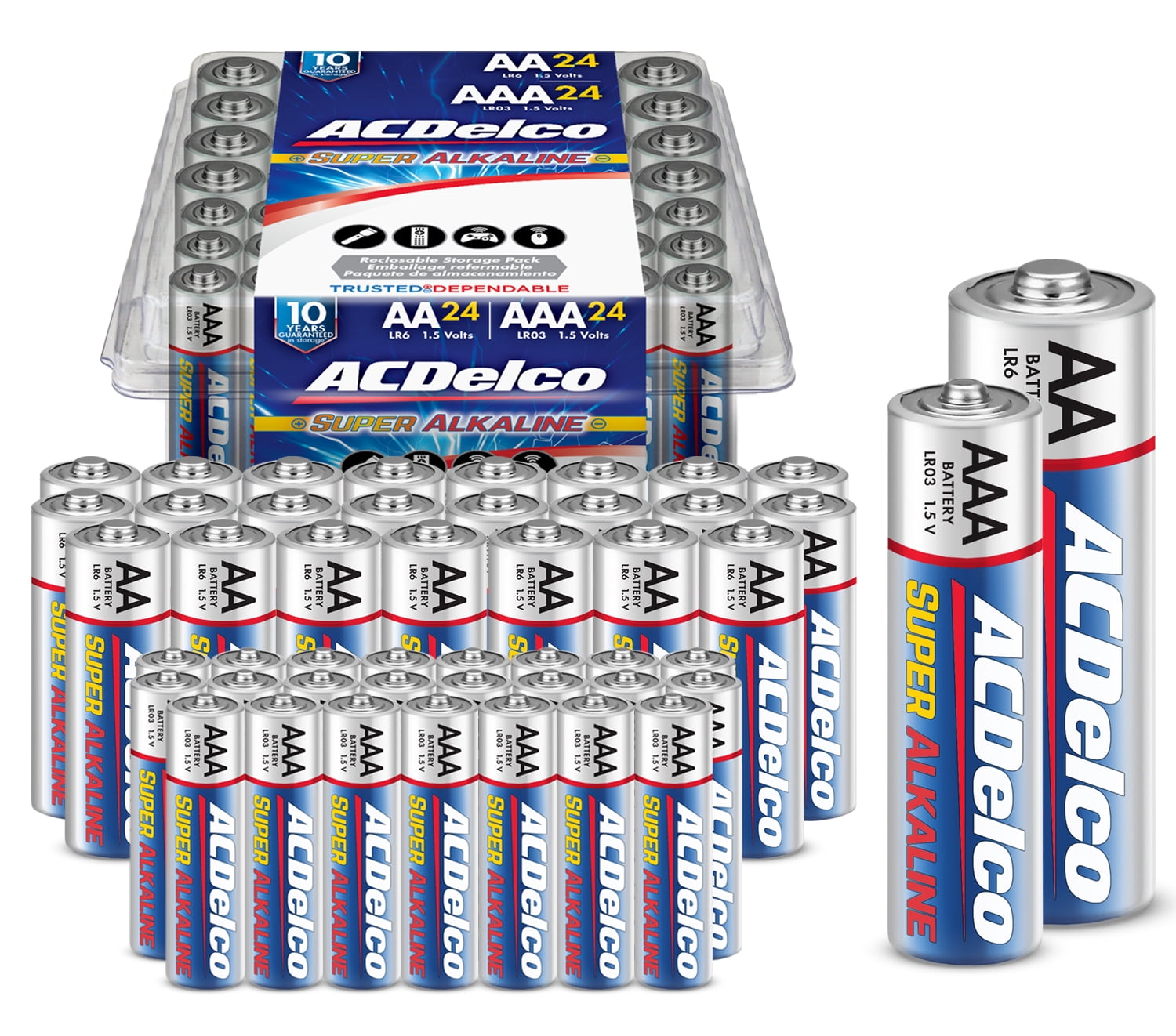 ACDelco AA and AAA Batteries, 48-Count 1.5-volt Combo Pack Alkaline ...