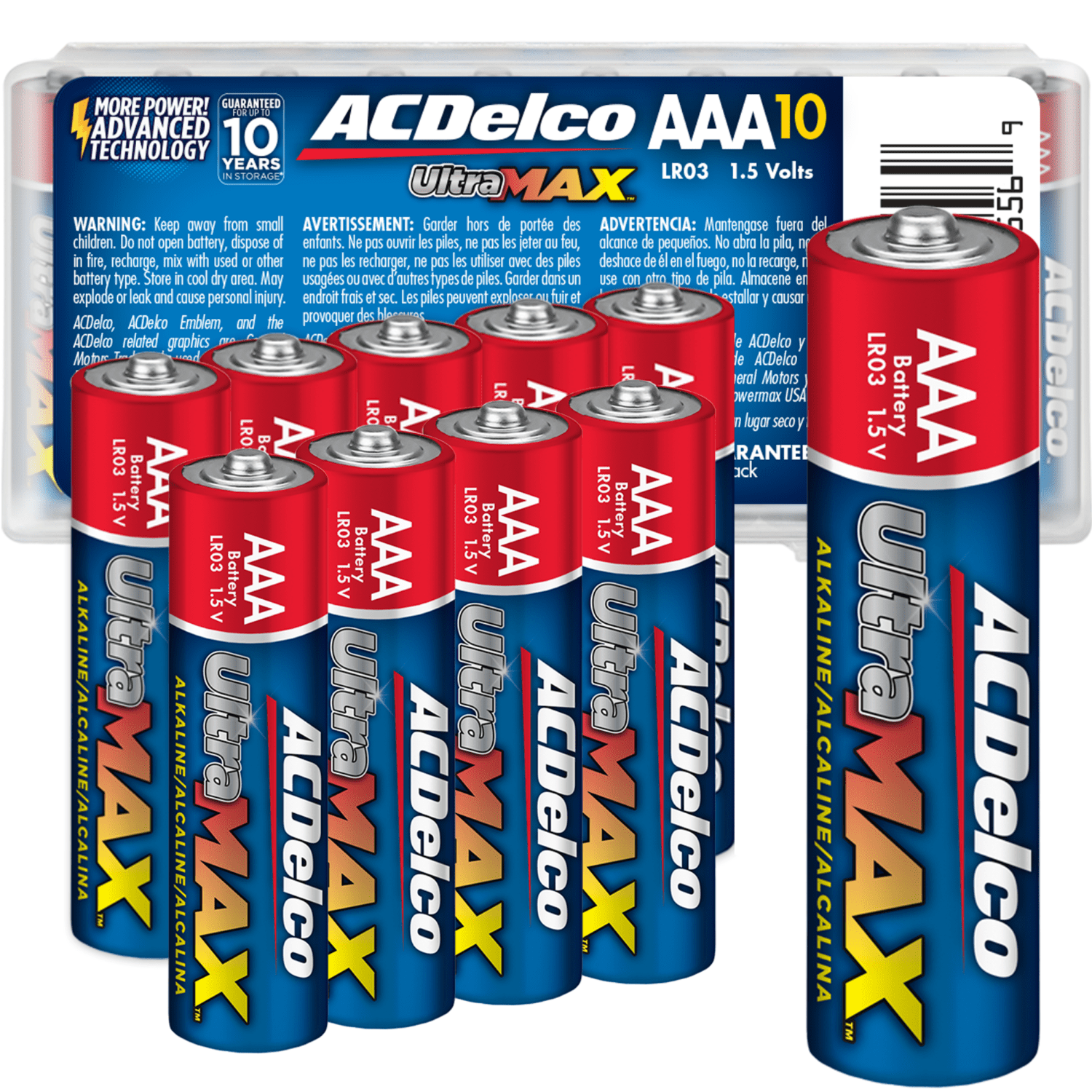 ACDelco AAA UltraMAX Premium Alkaline Battery, 1.5 Volts, 10-Count ...