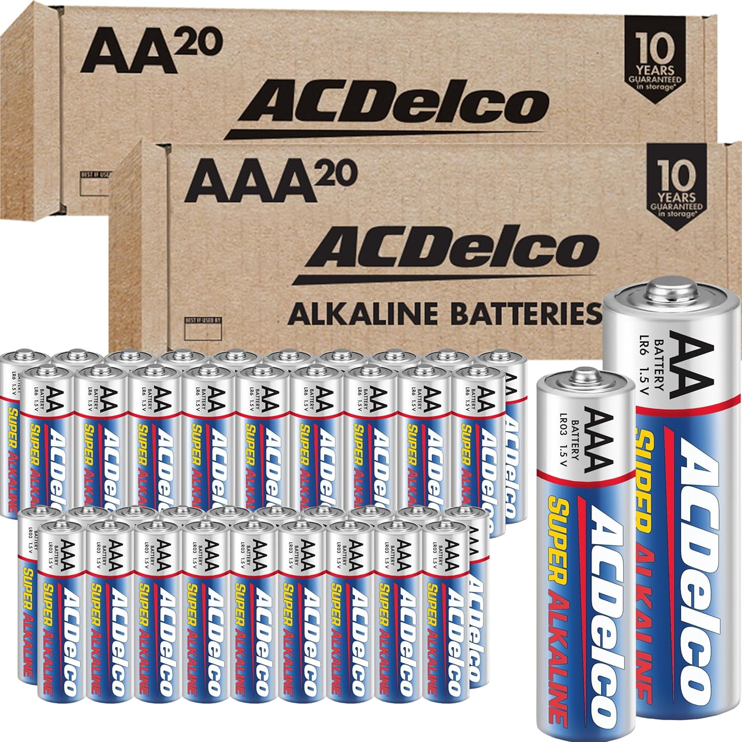 ACDelco Double AA and Triple AAA Batteries, 40-Count Combo Pack for ...