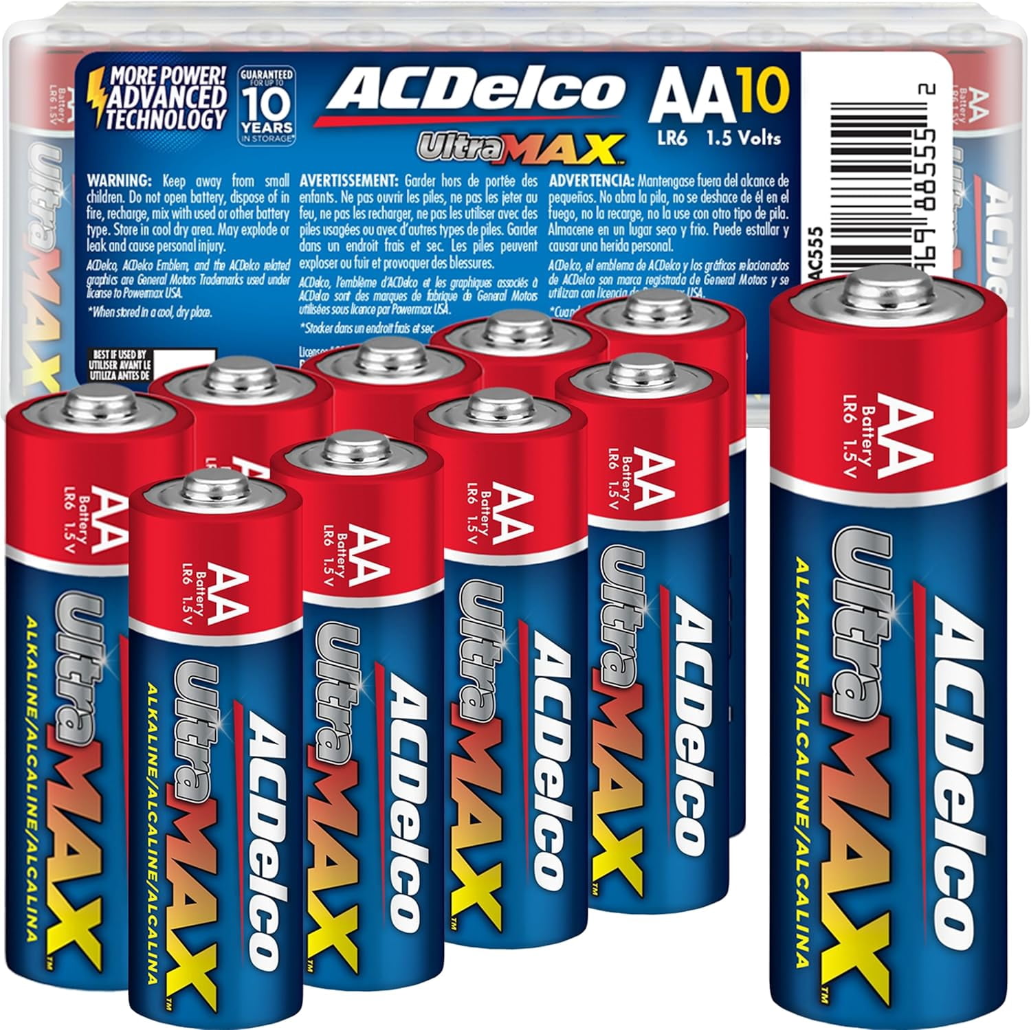 ACDelco UltraMAX 10-Count Double AA Batteries, Alkaline Battery with ...