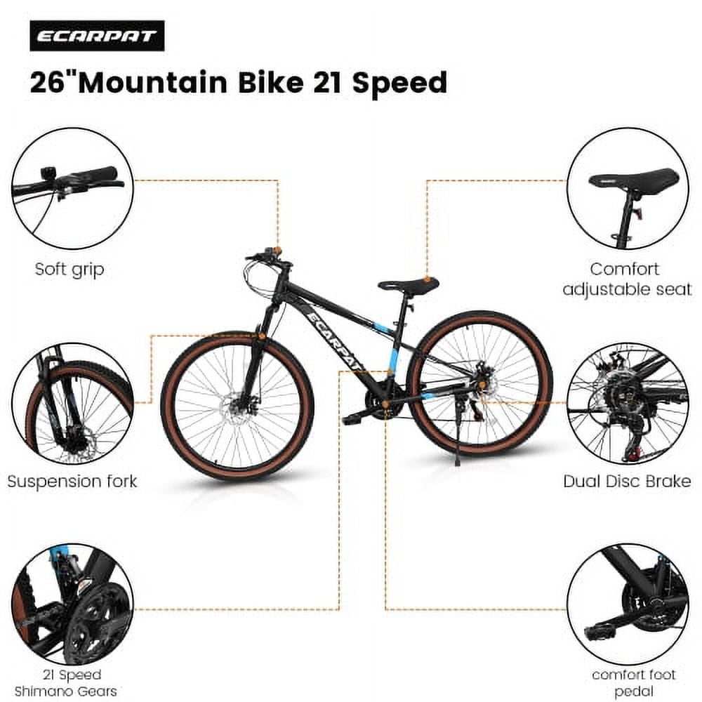 ACE-BIKE, 1-YEAR-WARRANTY, 21 Speed 27 Inch Mountain Bike, Dual Disc ...