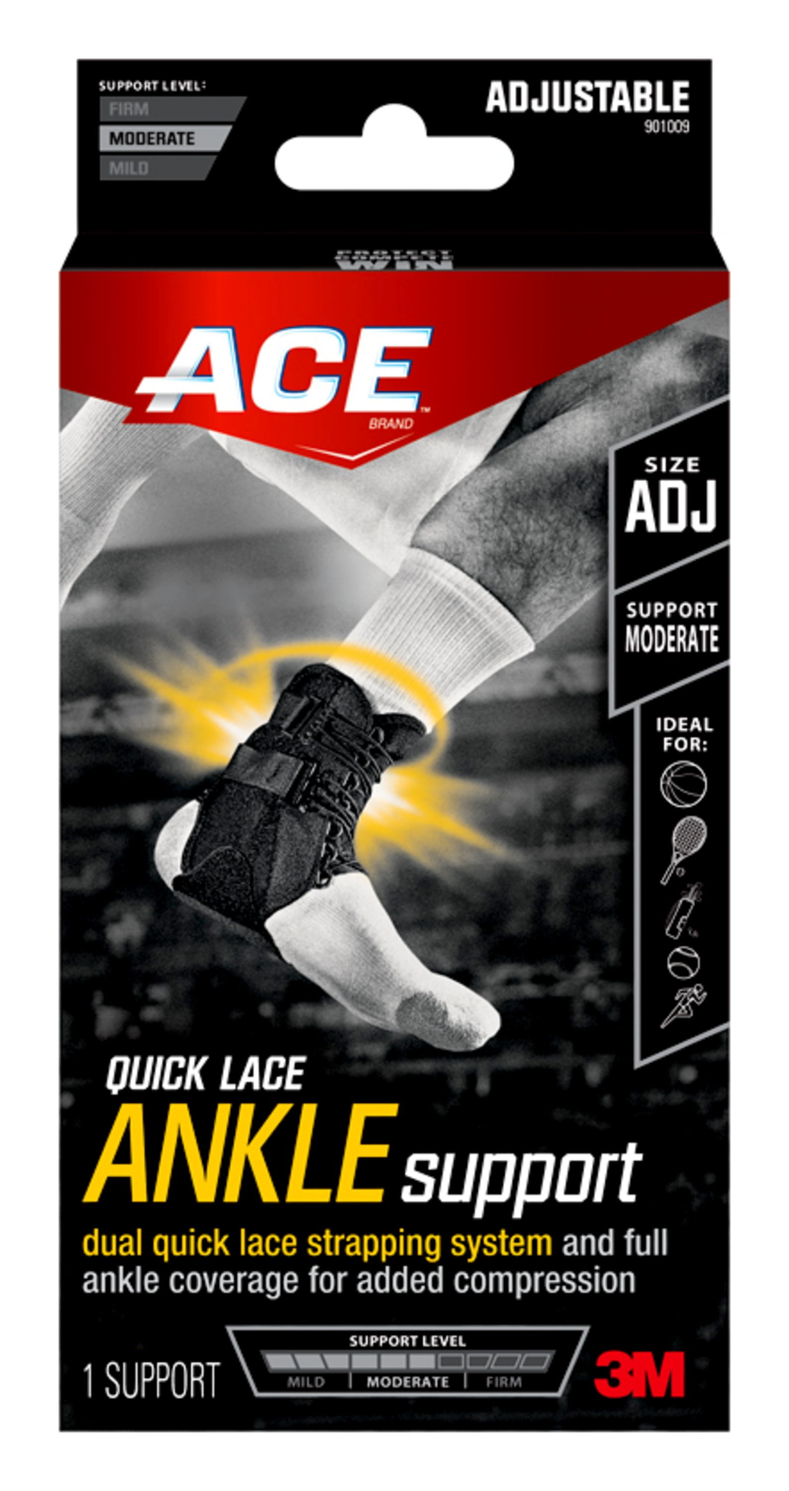 ACE Brand Adjustable Quick-Lace Ankle Support, Black, 1/pack - Walmart.com