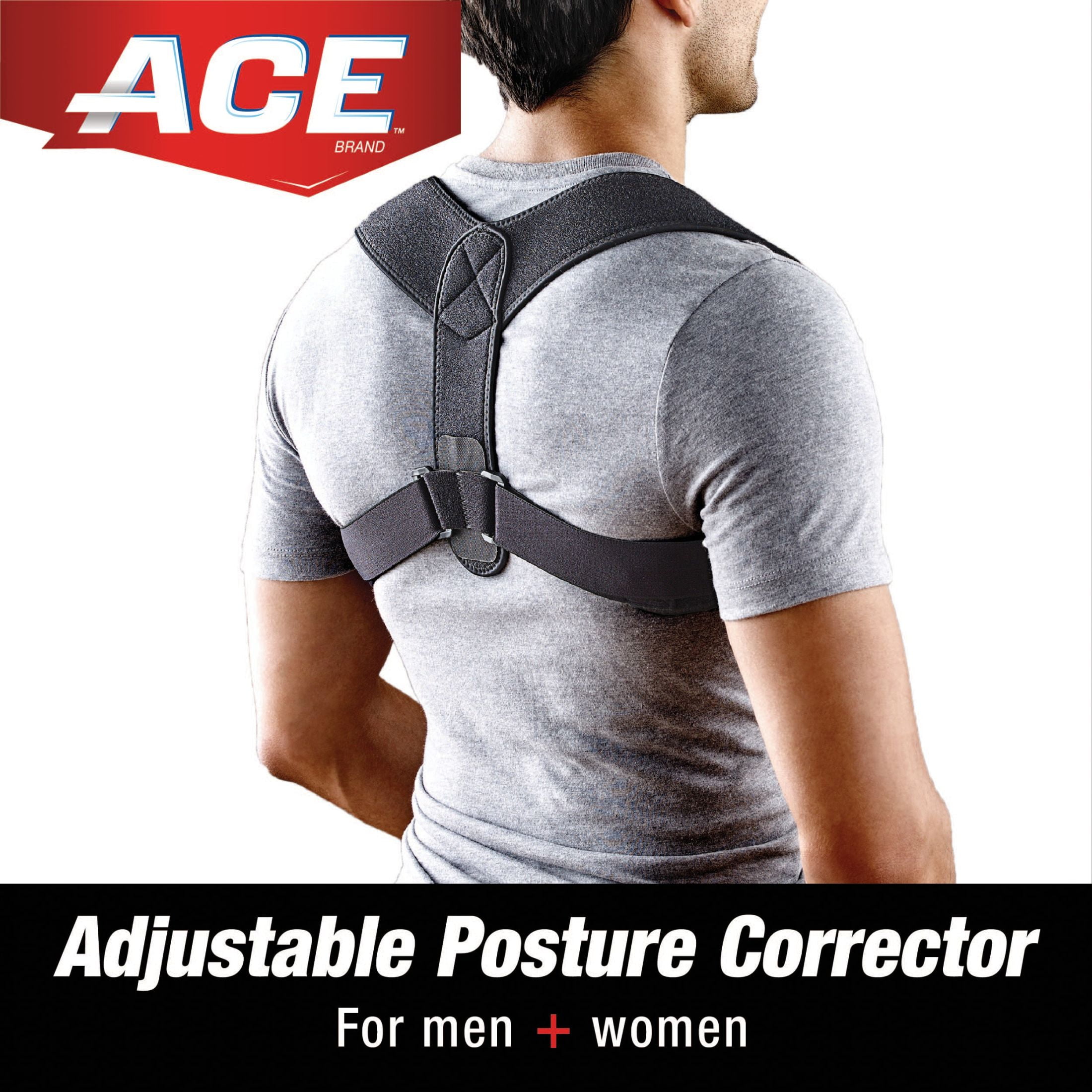 ACE Brand Posture Corrector, Unisex, Adjustable Brace, One Size Fits ...