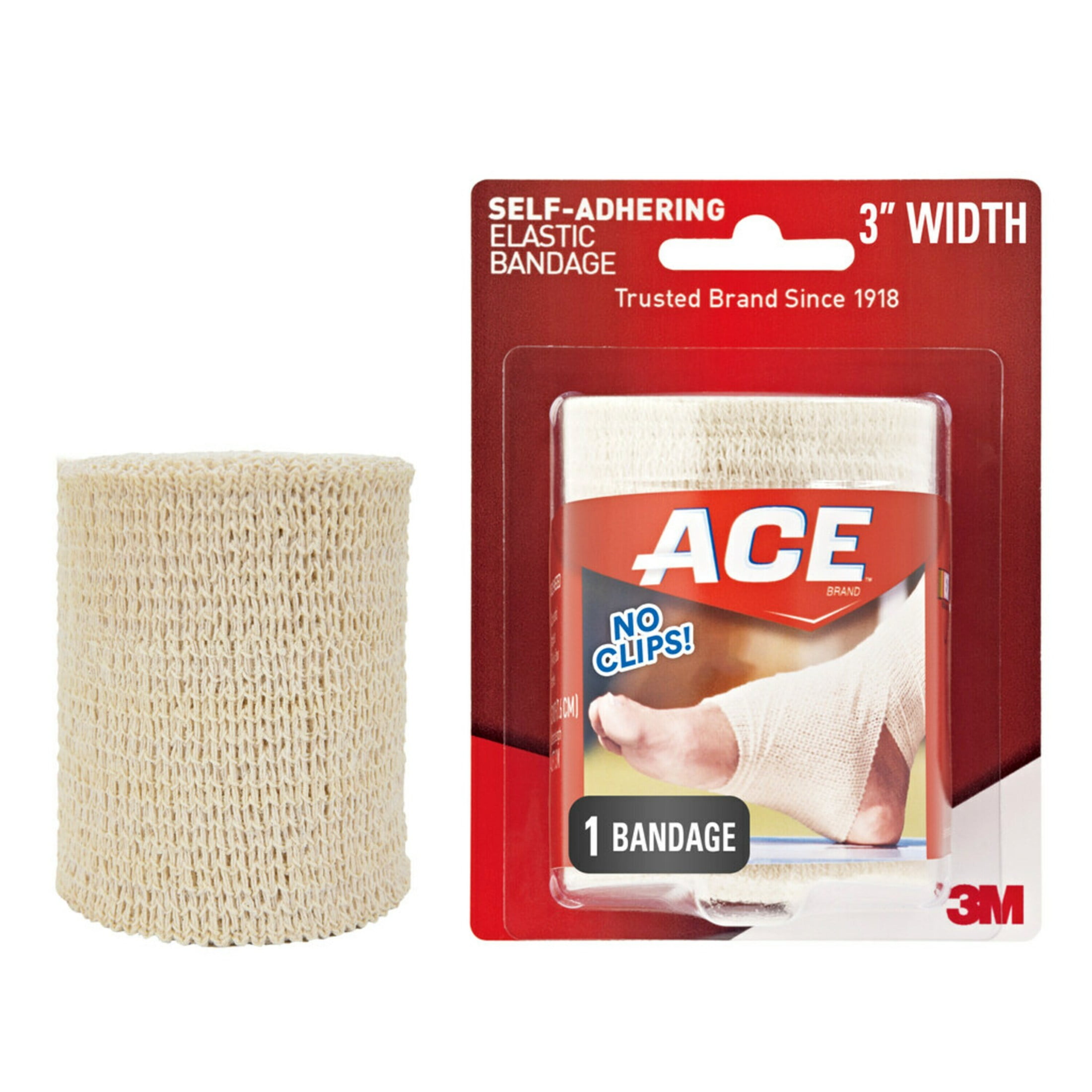 ACE Brand Self-Adhering Elastic Bandage 3 in., Beige, Washable, Stretch ...
