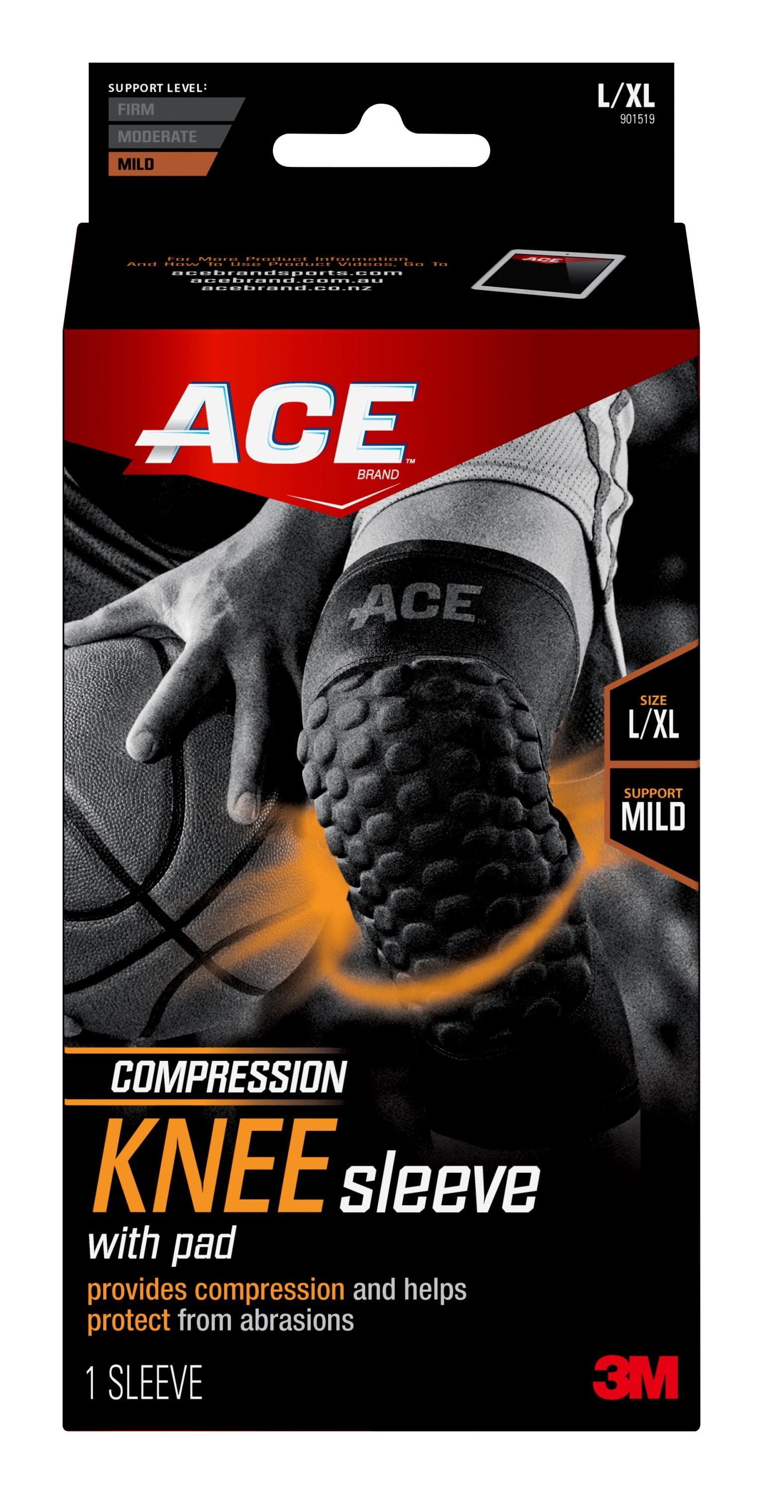 ACE Brand Sports Compression Knee Sleeve W/ Pad, Large/Extra Large HSA ...