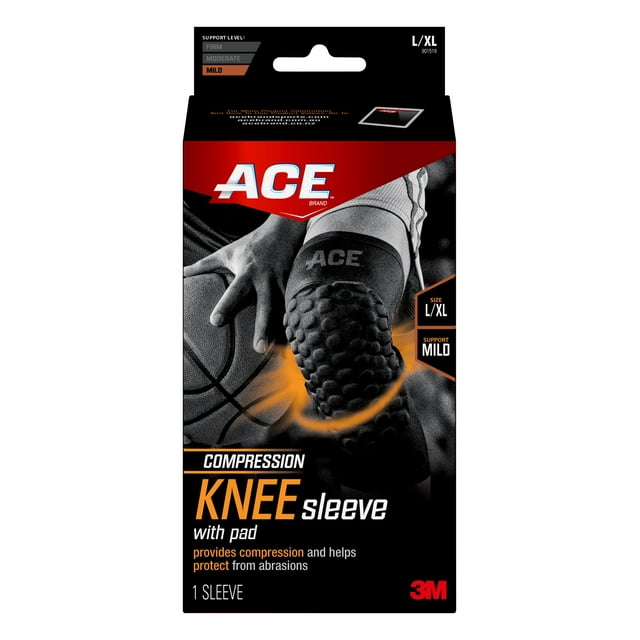ACE Brand Sports Compression Knee Sleeve W/ Pad, Large/Extra Large ...