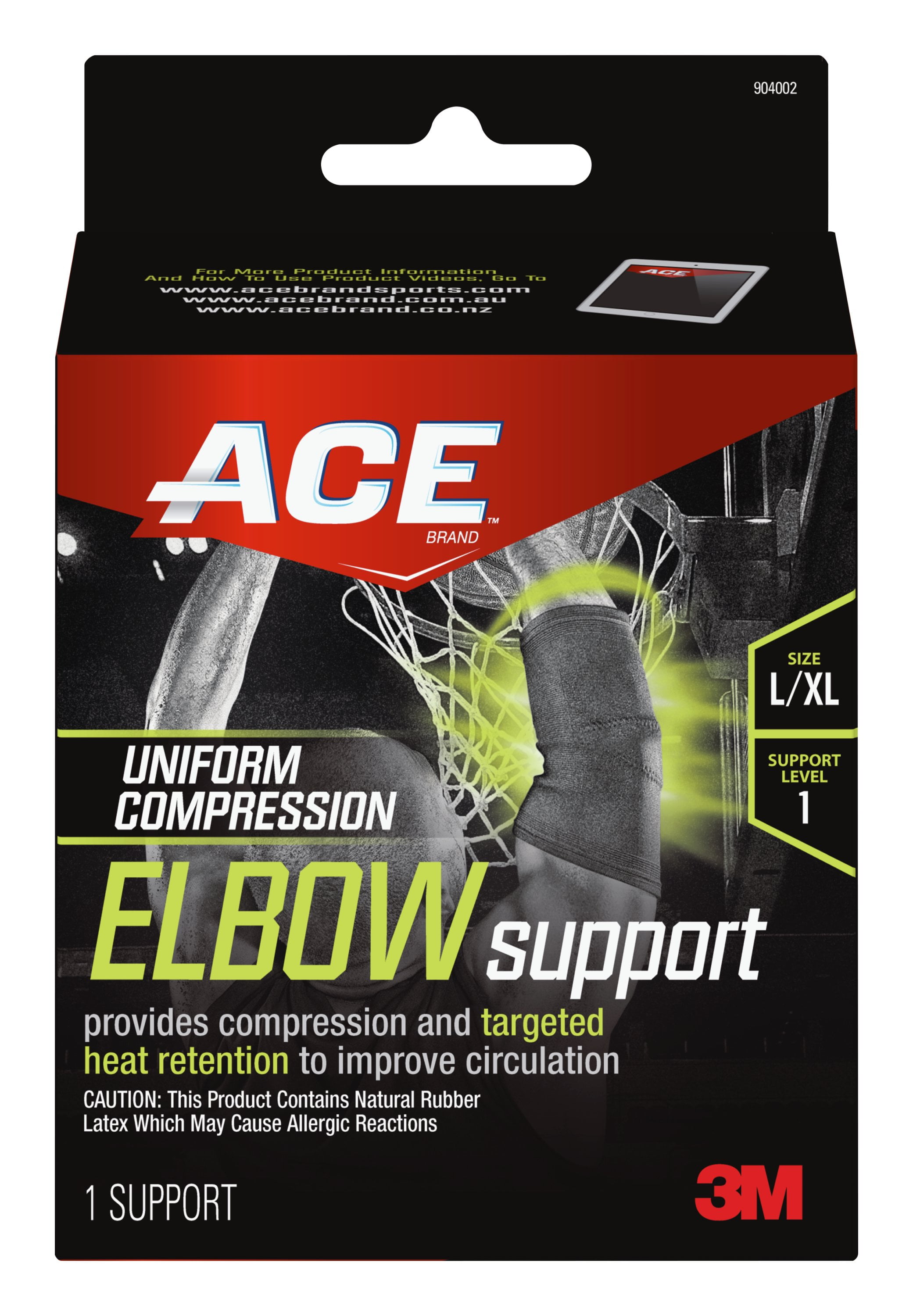 ACE Compression Elbow Support, Large/Extra Large, Black, 1/Pack HSA/FSA ...