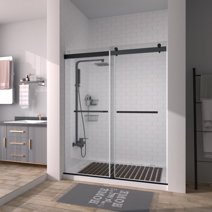 VIGO Elan 68 to 72 in. W x 74 in. H Sliding Frameless Shower Door in Matte Brushed Gold with 3/8 ...