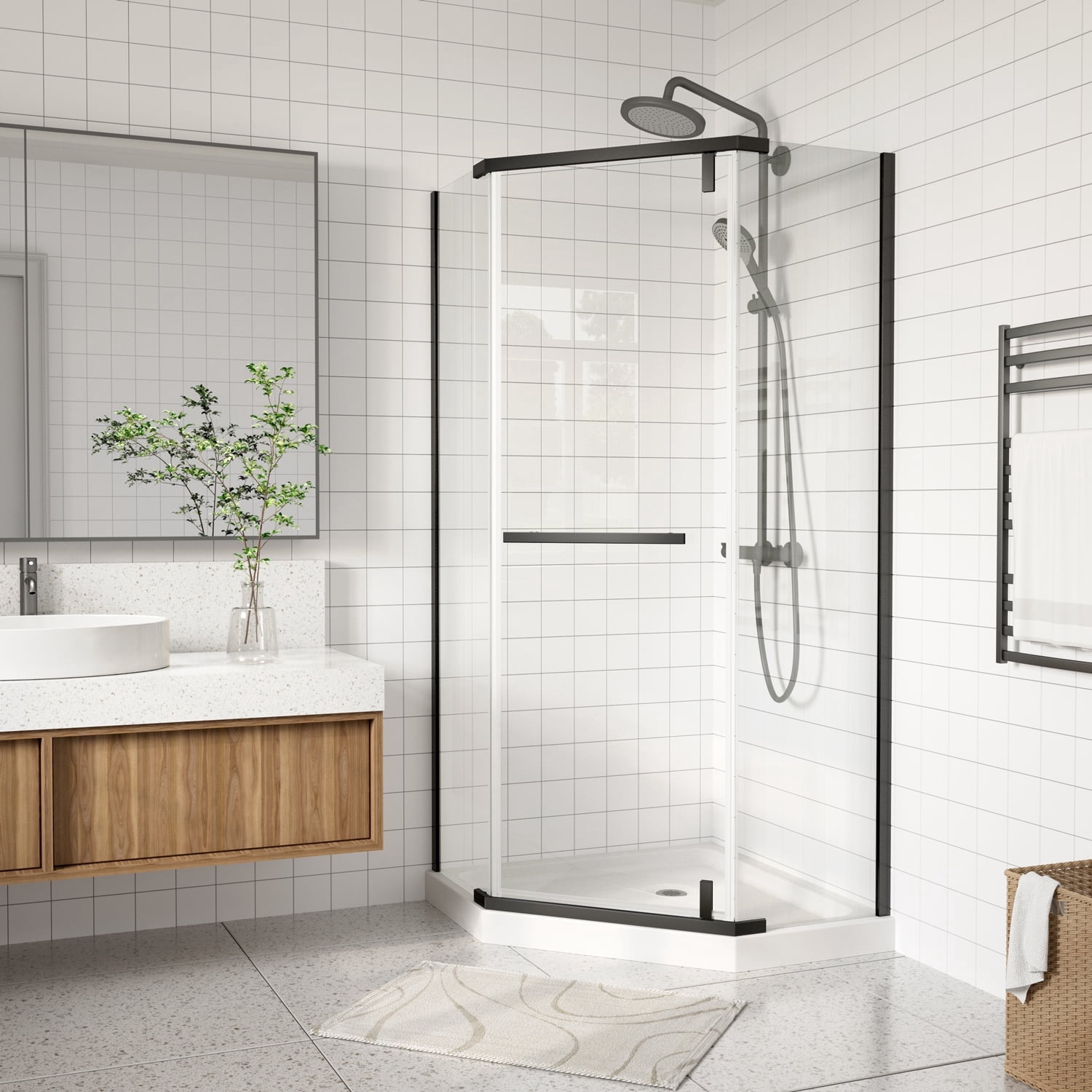 Ace decor Corner Shower Enclosure, 36" D x 36" W x 72" H Frameless Neo ...