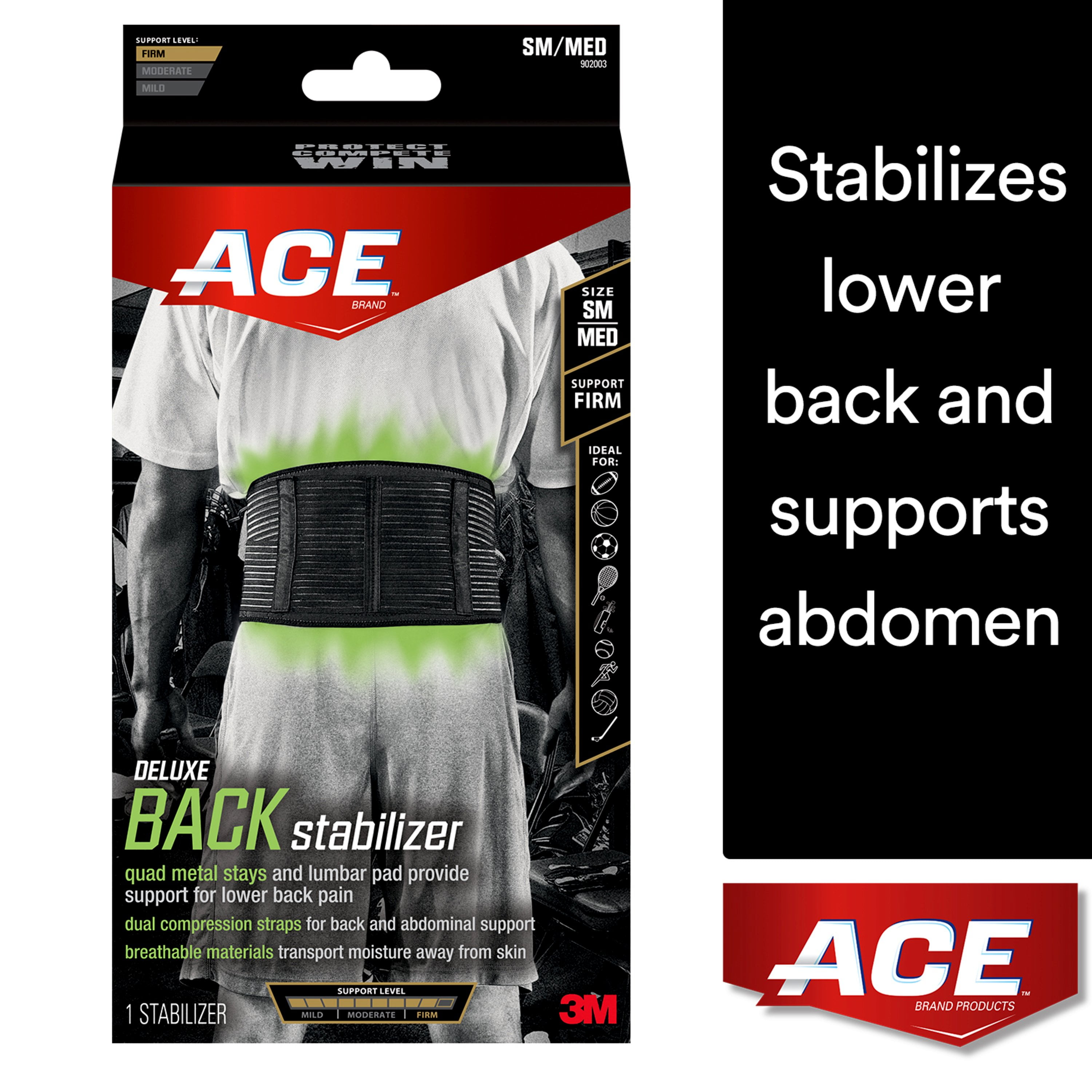 ACE Deluxe Back Stabilizer, Black, Small/Medium - Walmart.com