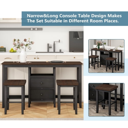 ACE-Dining Room,3 PCS,Farmhouse Rustic Counter Height Wood Dining Table ...