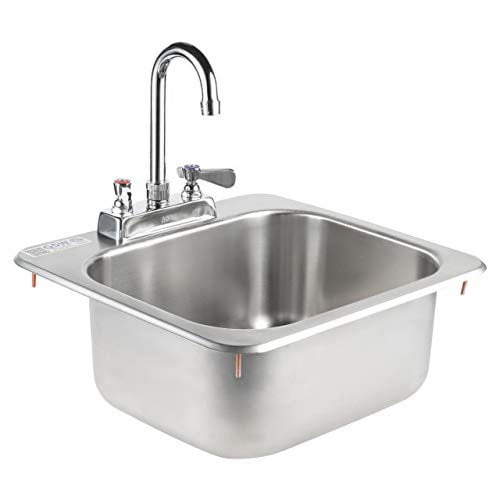 ACE HS-1615IHG Standard Stainless Steel Drop-In Hand Sink with Deck ...