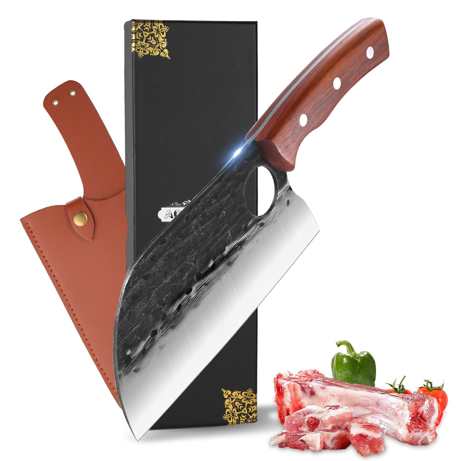 ACE Knife Butcher Japanese Full Tang Boning Chopping Viking Cleaver ...