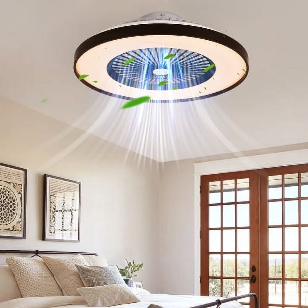 ACE-LIGHTS,23.2-inch Black and White Ceiling Fan Light with LED RGB ...