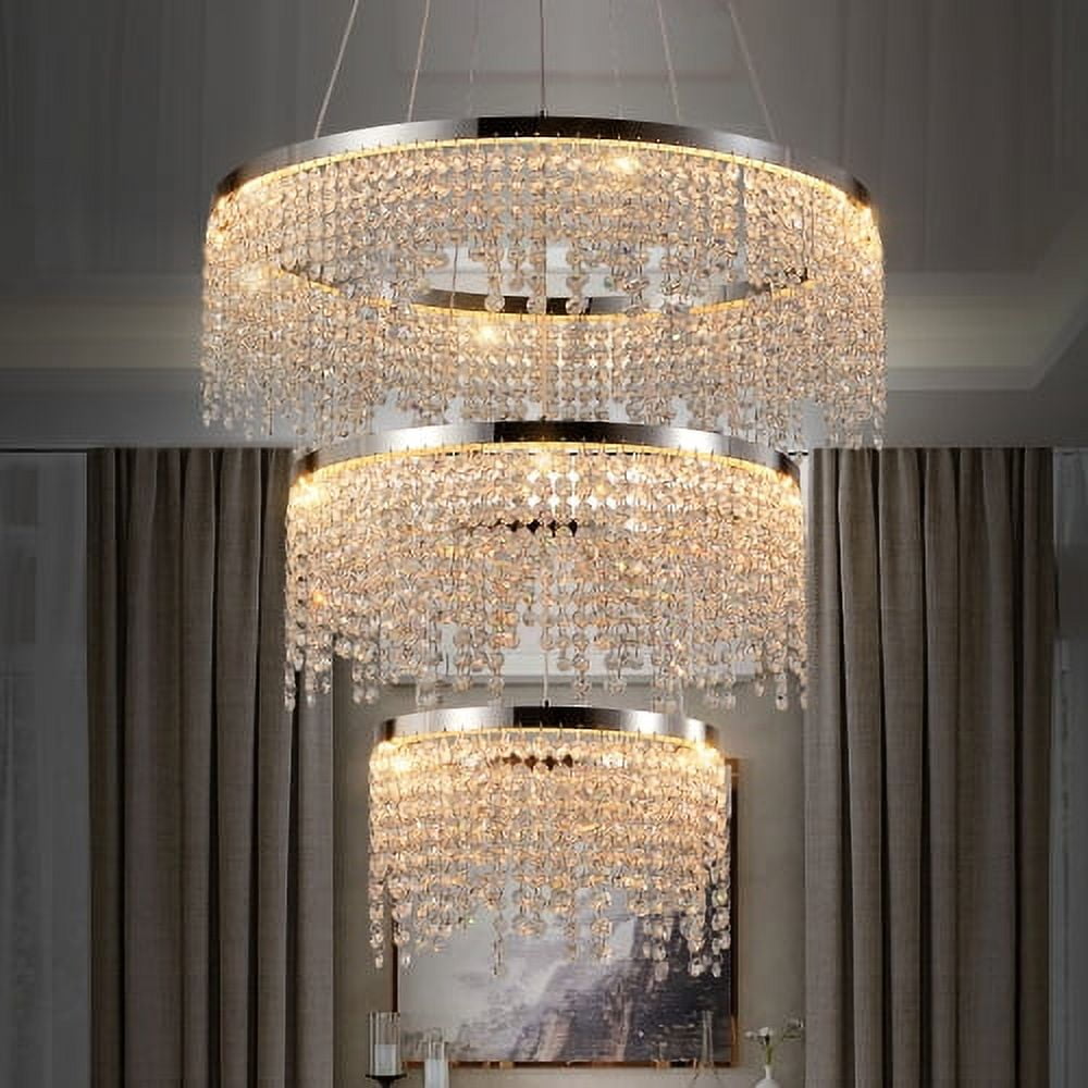 ACE-LIGHTS,23.6-inch,5575 Lumen,Height Adjustable Crystal Chandelier ...