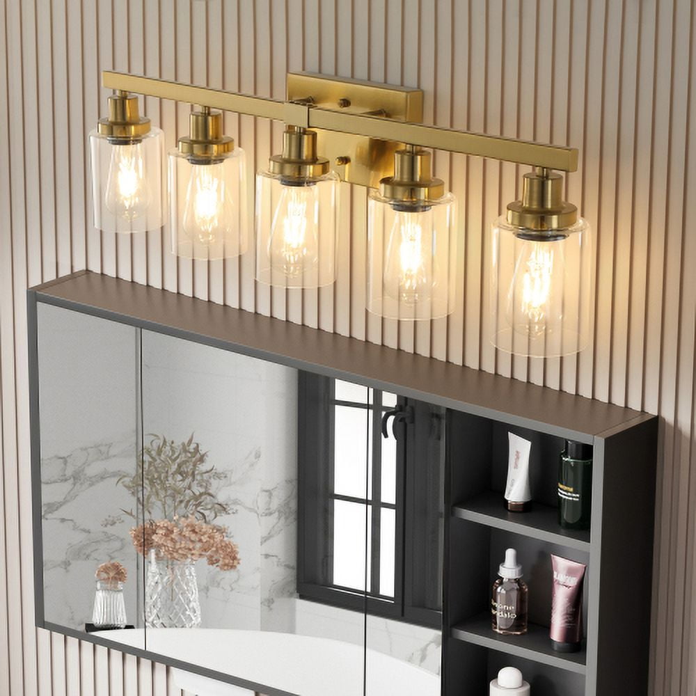 ACE-LIGHTS,Modern 5-Lights Vanity Bathroom Mirror Light with Clear ...