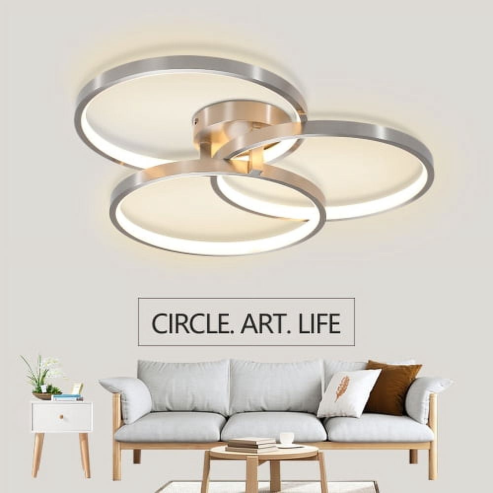 ACE-LIGHTS,Modern Three ring design,3-color Dimmable LED Semi Flush ...
