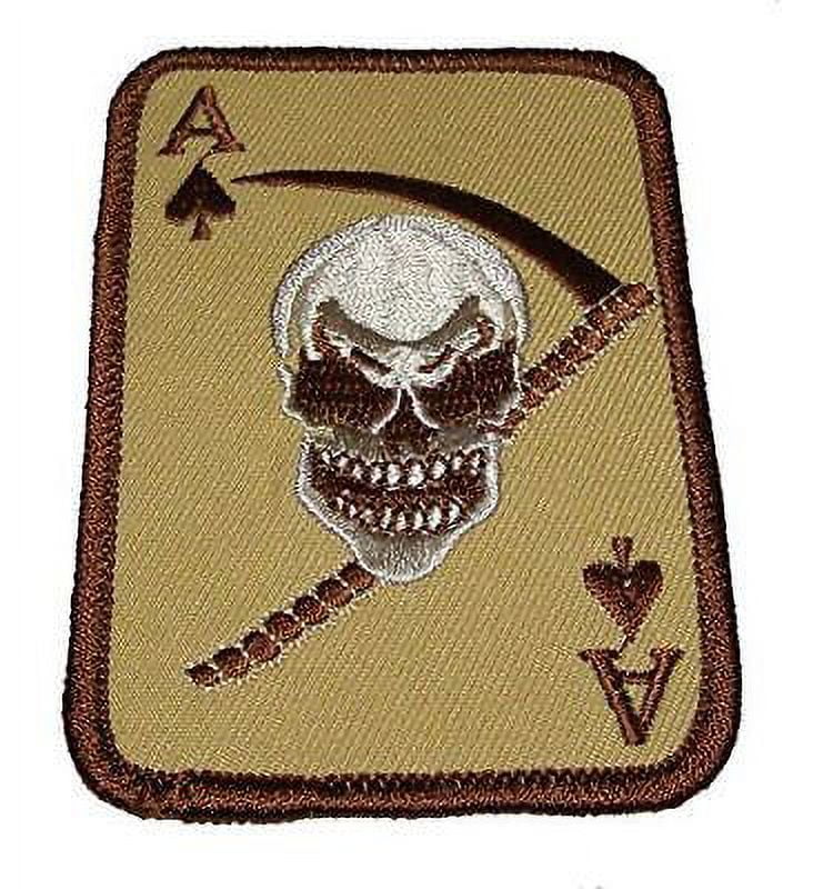ACE OF SPADES DEATH CARD PATCH SKULL SICKLE VIETNAM DESERT TAN IRAQ ...