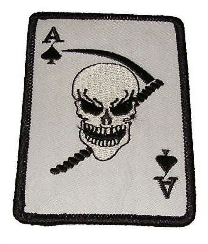 ACE OF SPADES DEATH CARD PATCH SKULL SICKLE VIETNAM JINX SUPERSTITION ...
