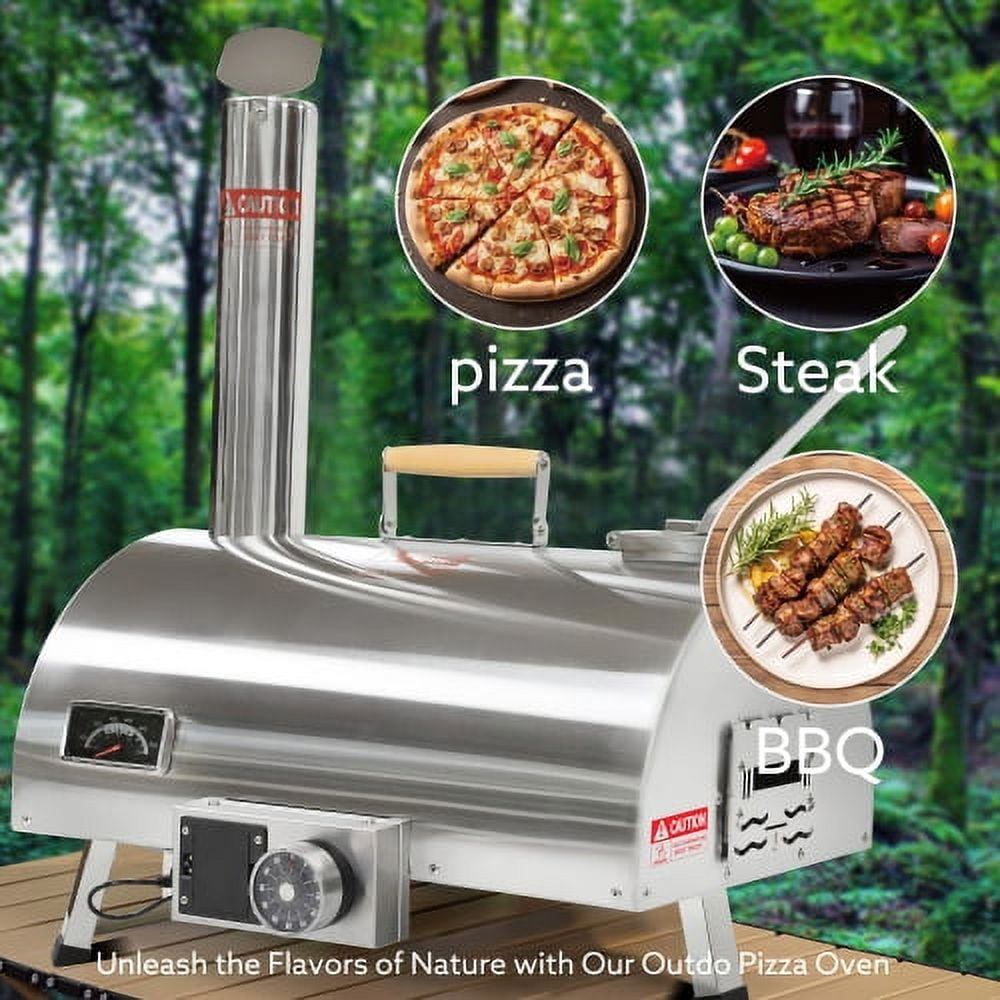 ACE-PATIO, 12" Automatic Rotatable Outdoor Pizza Ovens, Stainless Steel ...