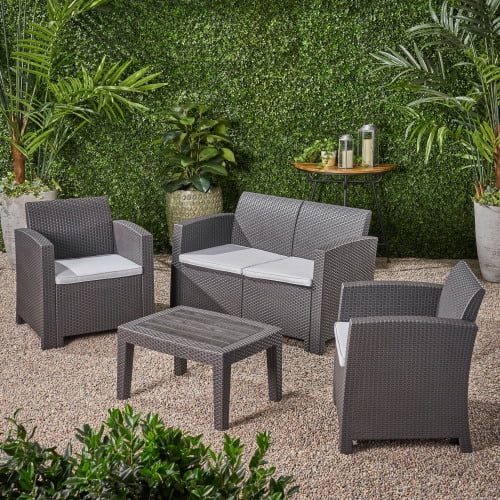 ACE-PATIO,4 PCS,Outdoor Faux Wicker Rattan Style Four-seater Chat Set ...