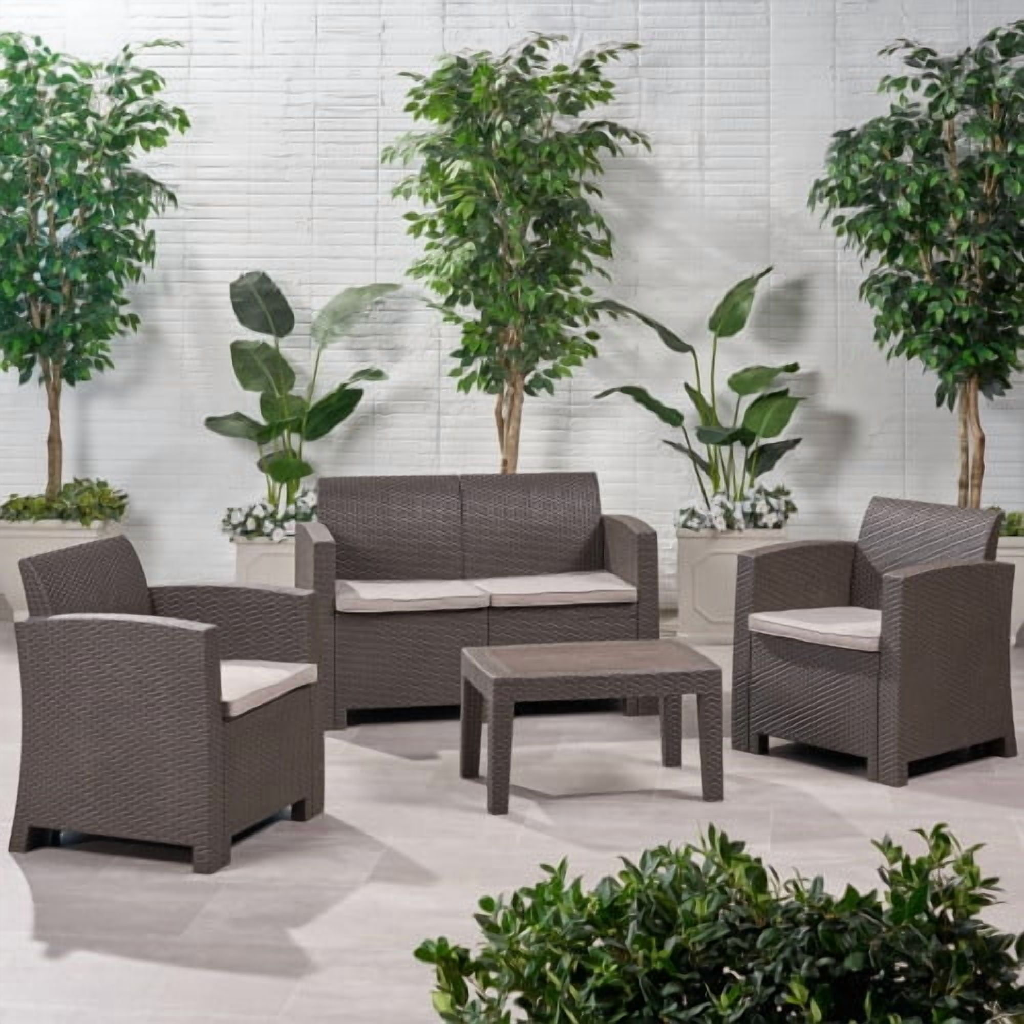 ACE-PATIO,4 PCS,Outdoor Faux Wicker Rattan Style Four-seater Chat Set ...