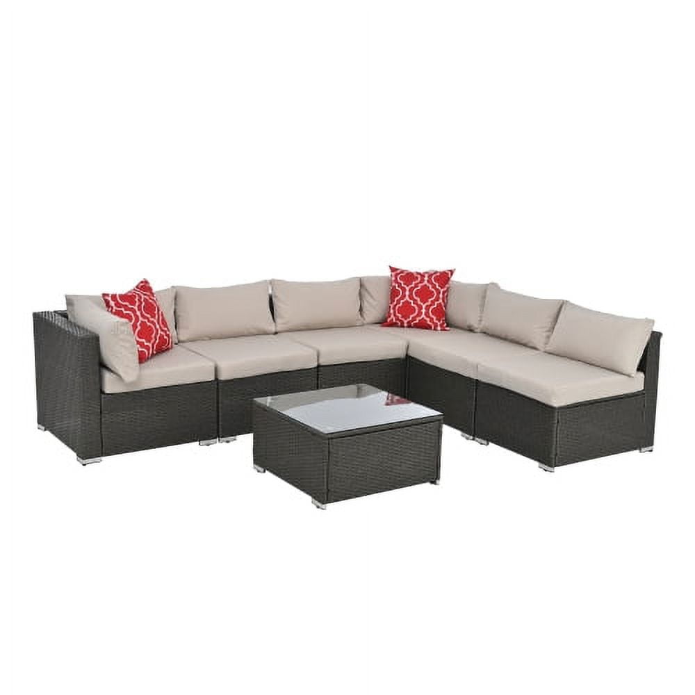ACE-PATIO,7 PCS,Outdoor Patio Furniture,PE Wicker Rattan Style 6-seater ...