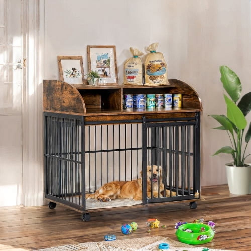 ACE-PET,38" Furniture Style Metal Dog Crate Dog Kennel,End Table with Sliding Door,Double Layer ...