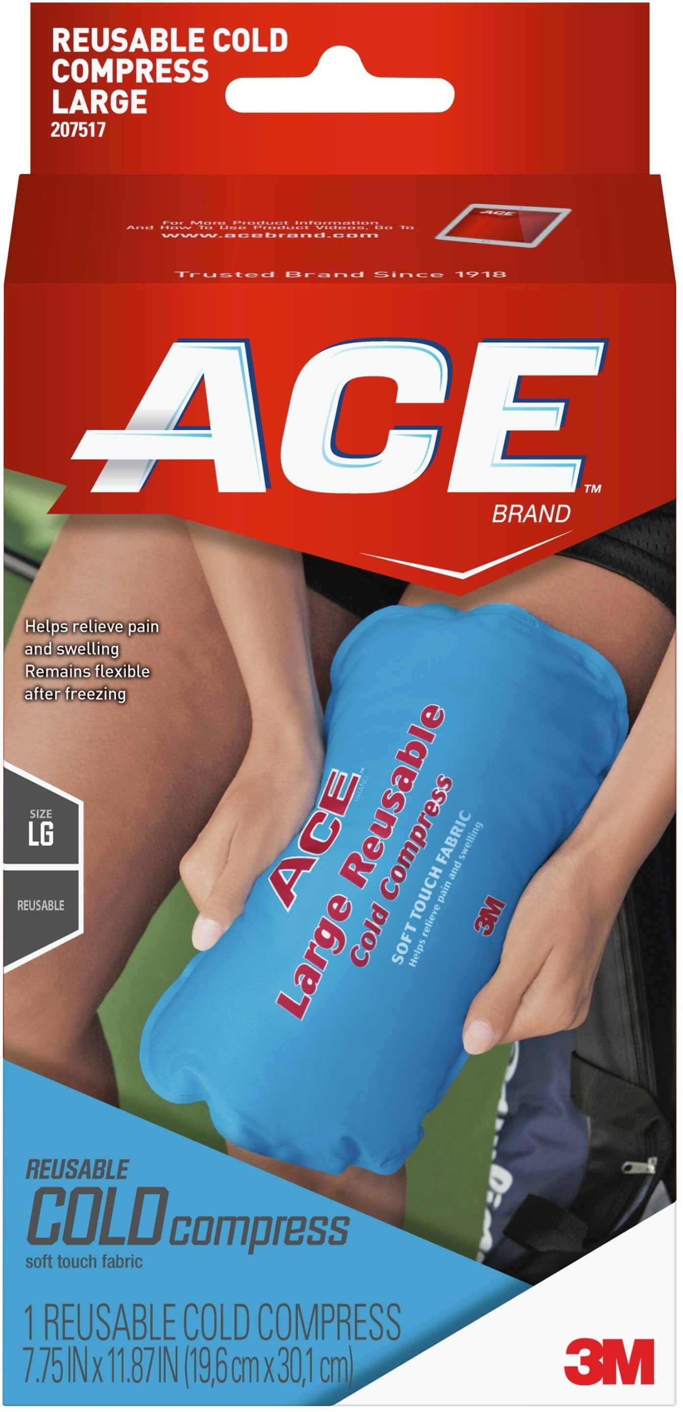 ACE Reusable Cold Compress Large for Pain Relief Soft Touch Fabric 1 Ea ...