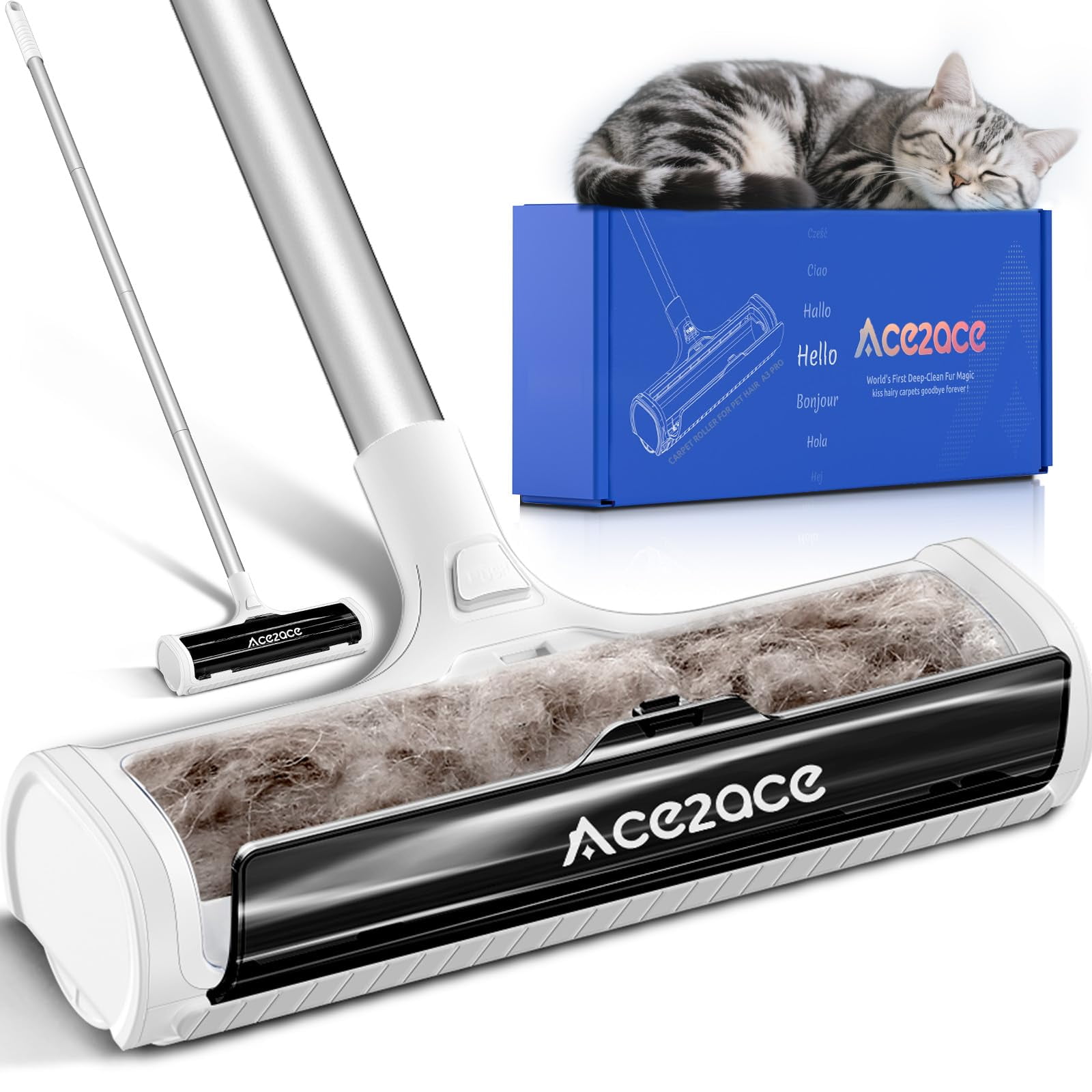 ACE2ACE A3 Pro Carpet Roller for Pet Hair, Carpet Pet Hair Removal Tool ...