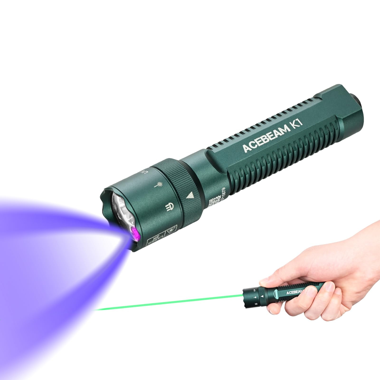 ACEBEAM K1 Rechargeable EDC AA Flashlight with Green Beam, UV and White ...