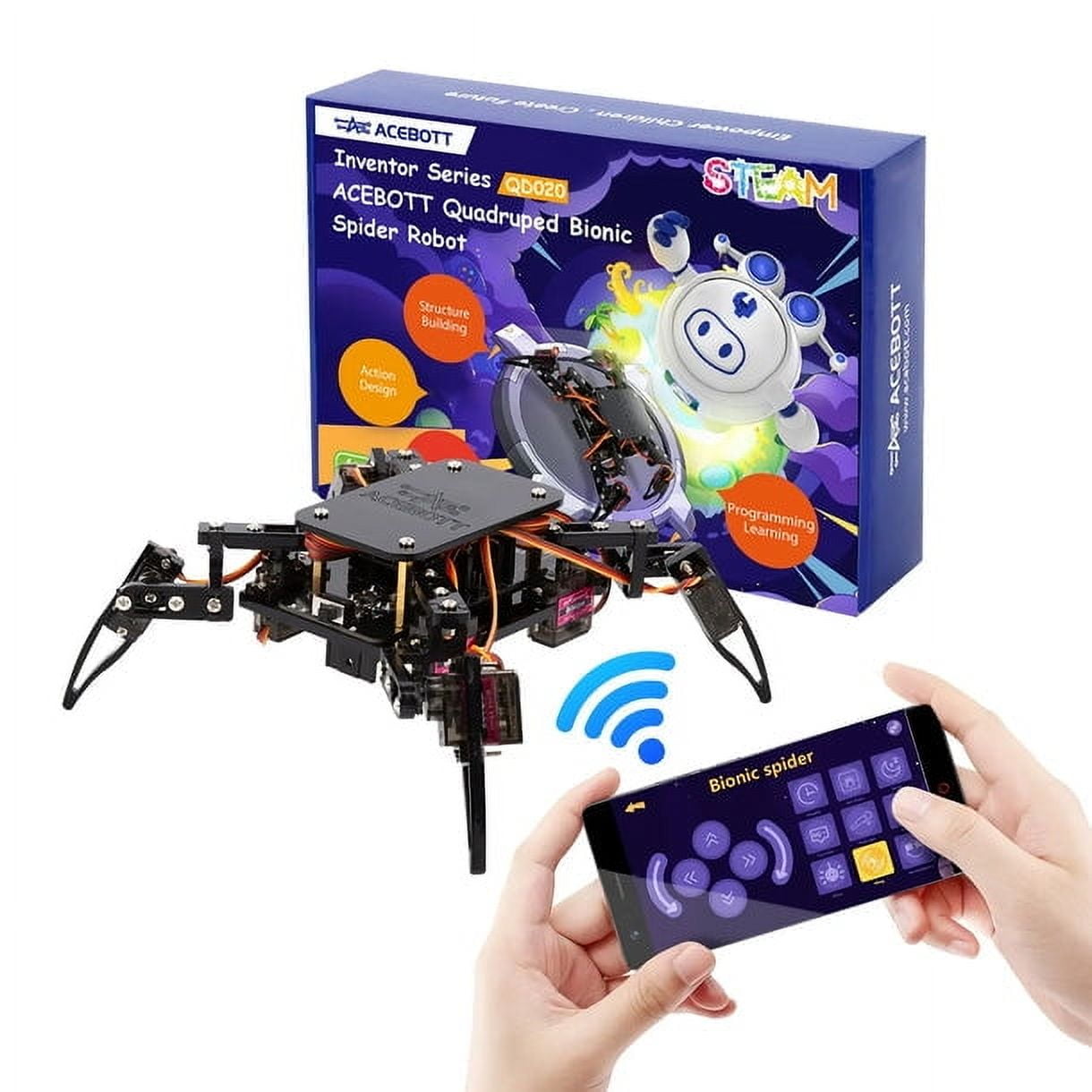 ACEBOTT QD020 ESP8266 Quadruped Bionic Spider Robot kit with Arduino - Walmart.com