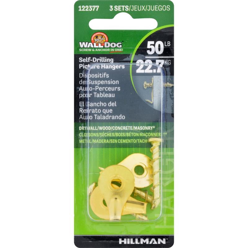 Hillman Wall Dog Picture Hanger Self Drill 50# 3pc - Walmart.com