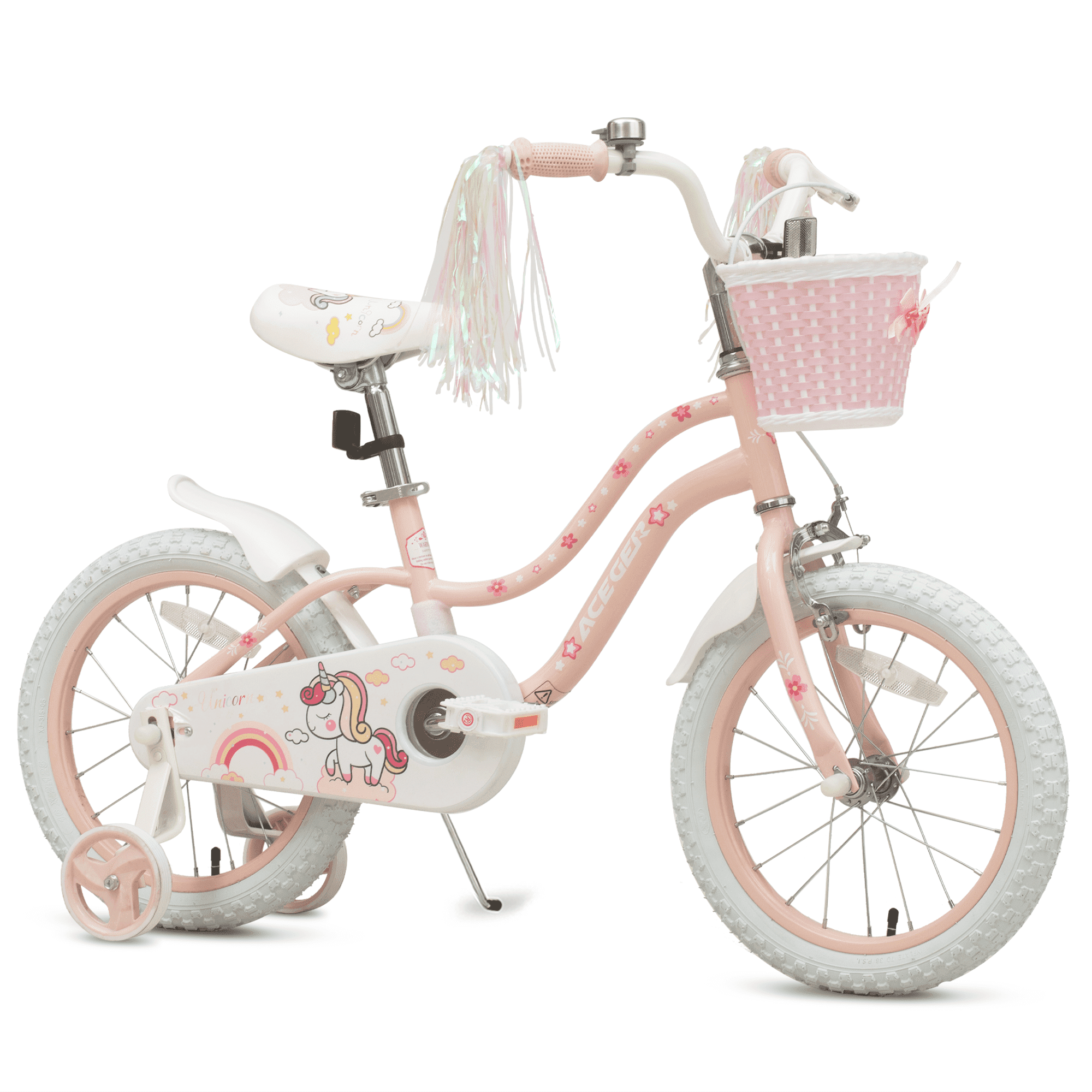 ACEGER 18 Inch Girls Bike with Basket and Training Wheels, Unicorn ...