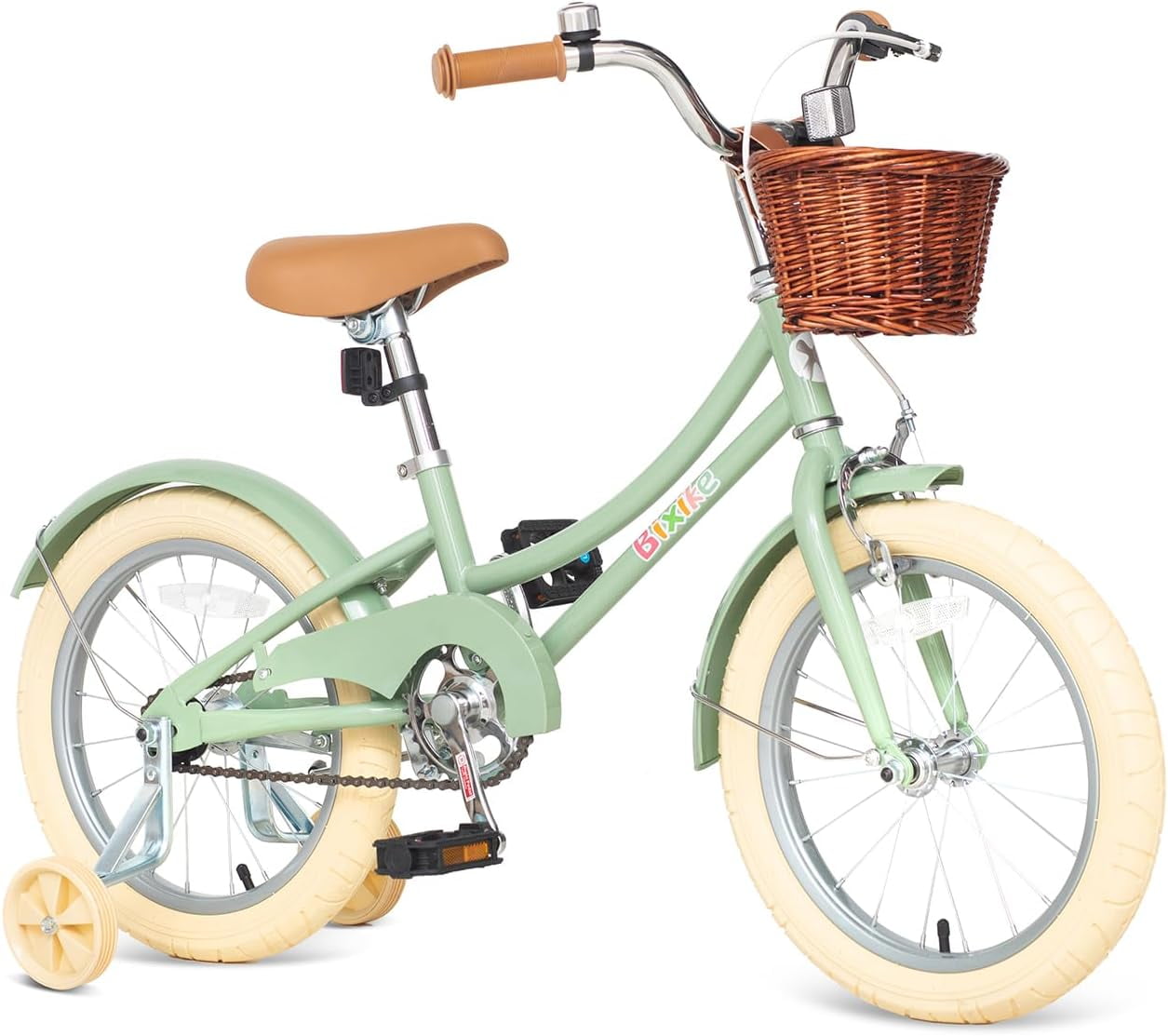 ACEGER 18 Inch Girls Bike with Basket, Green, Training Wheels, Ages 7 ...