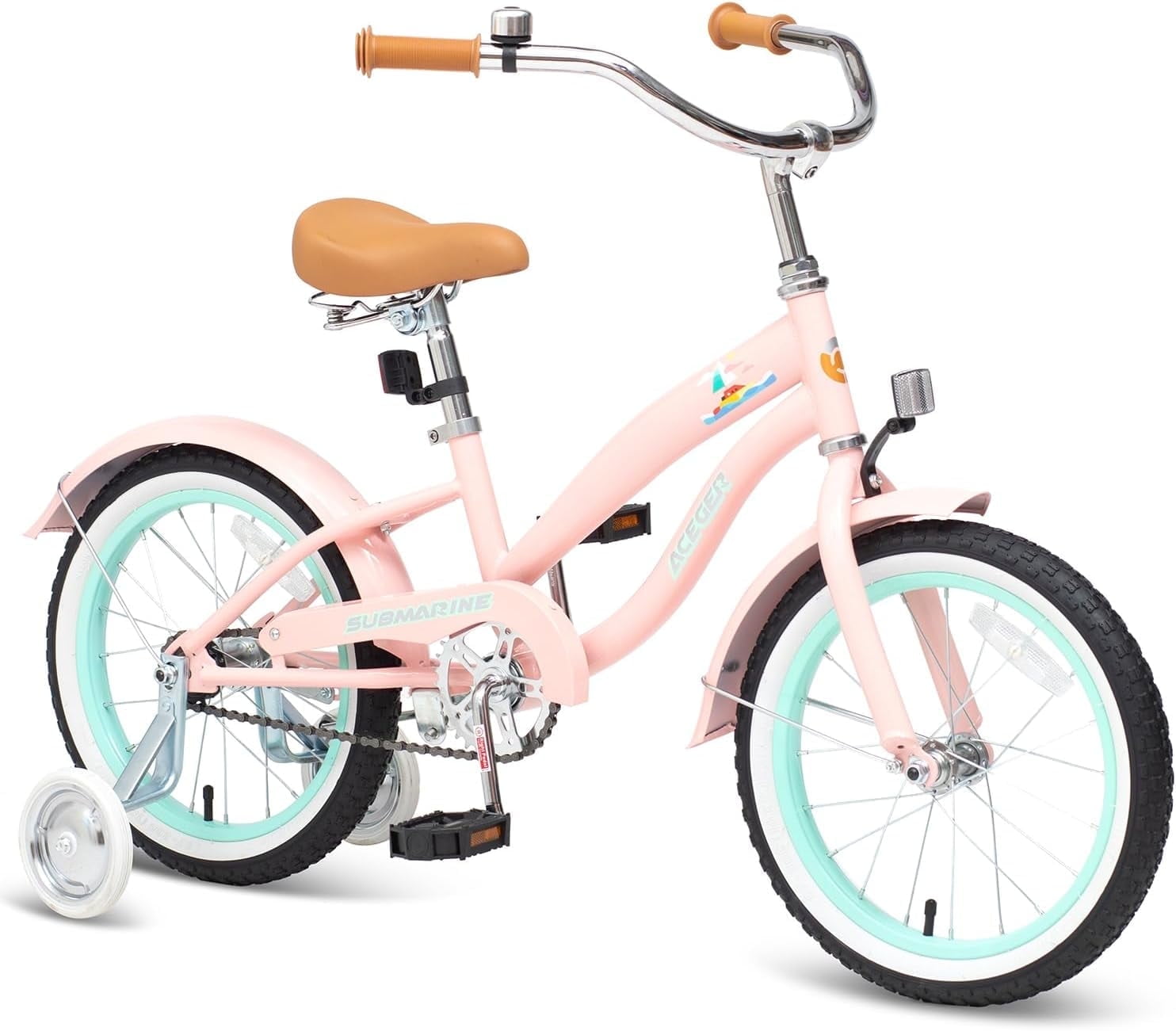 ACEGER 18 Inch Beach Cruiser Bike with Training Wheels for Girls Ages 7 ...