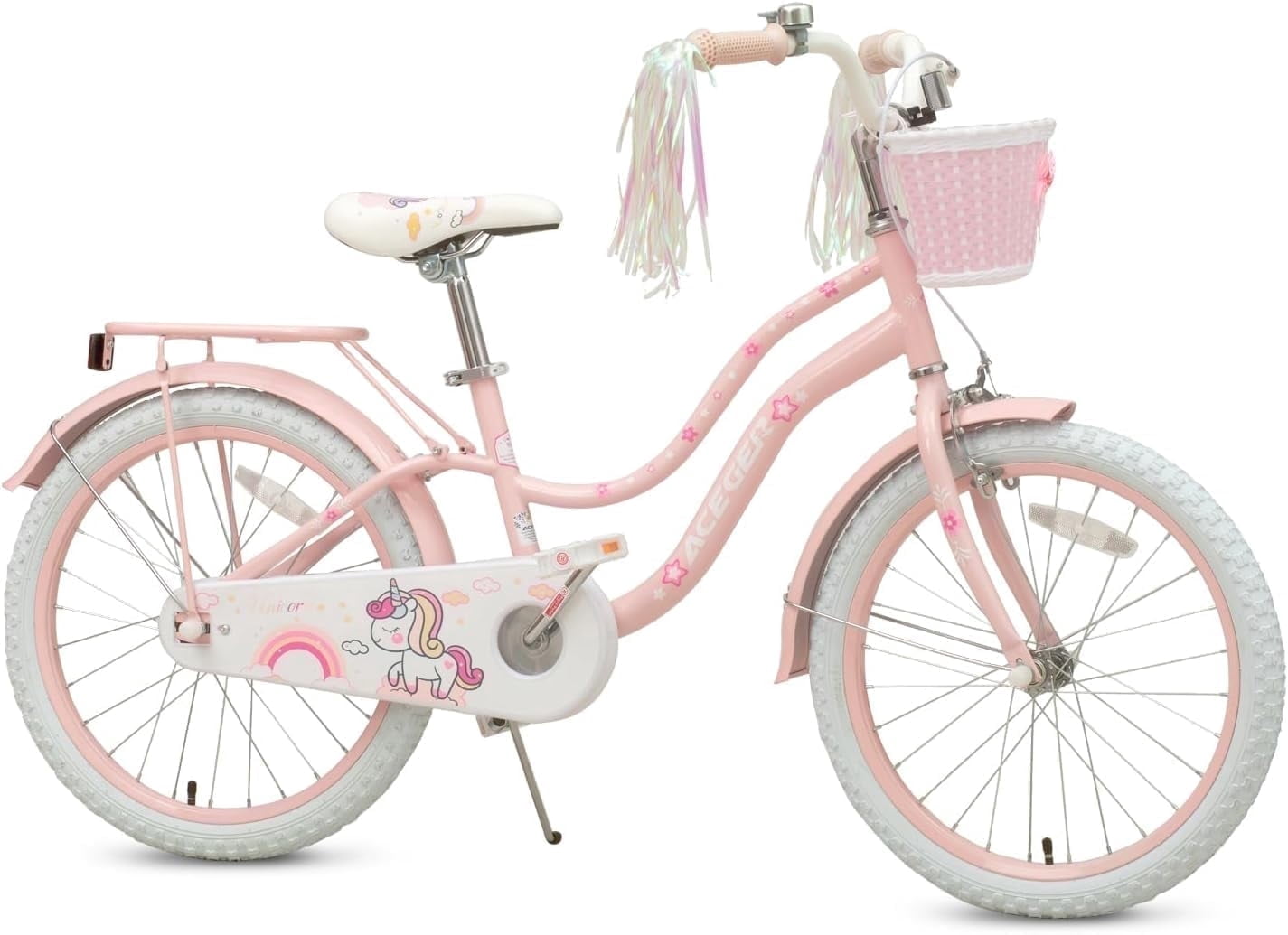ACEGER 20 Inch Girls Bike with Basket and Kickstand, Unicorn Style for ...