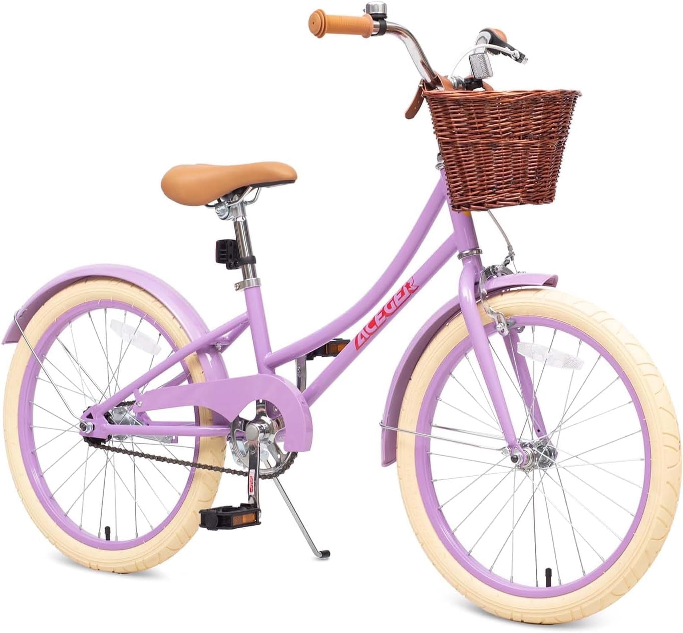 ACEGER 20 Inch Girls Bike with Basket and Kickstand for Ages 7-13 ...