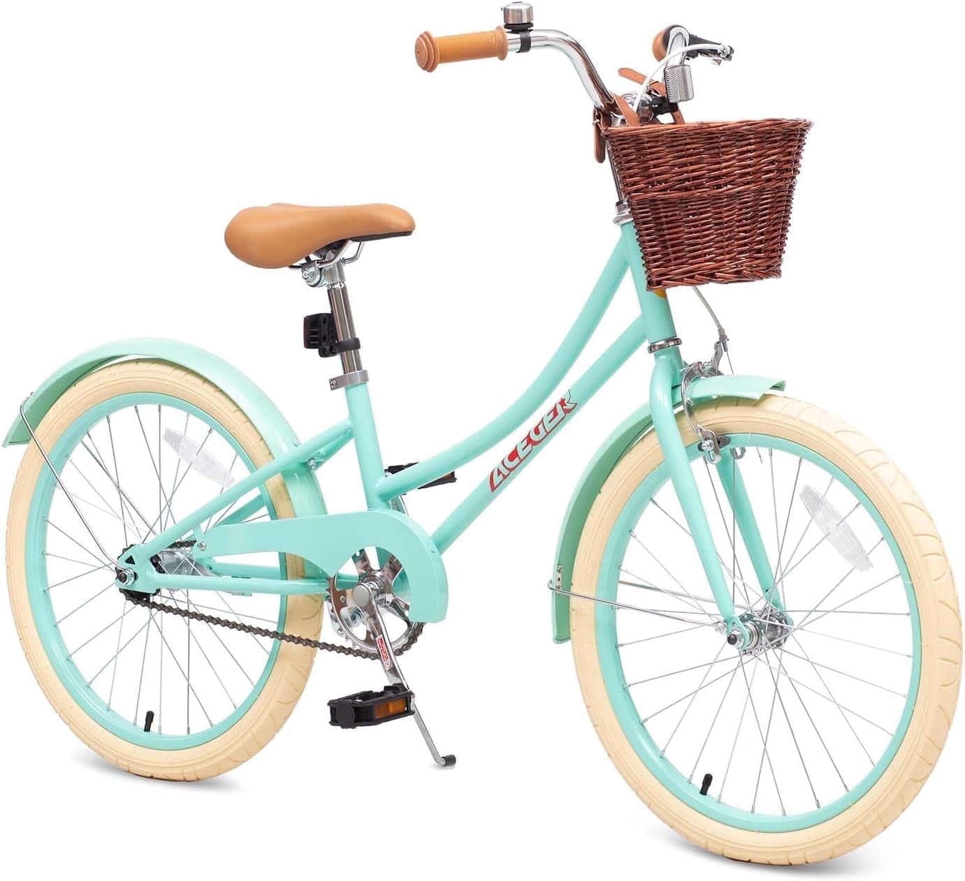 ACEGER 20 Inch Girls Bike with Basket and Kickstand for Ages 7-13 ...