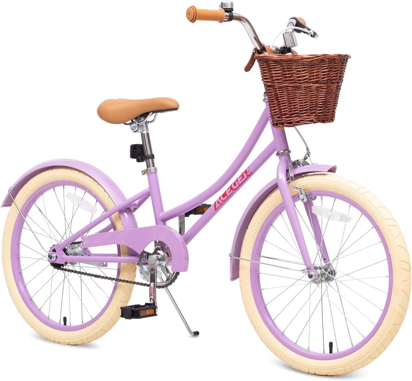 ACEGER 20 Inch Girls Bike with Basket and Kickstand for Ages 7-13 ...